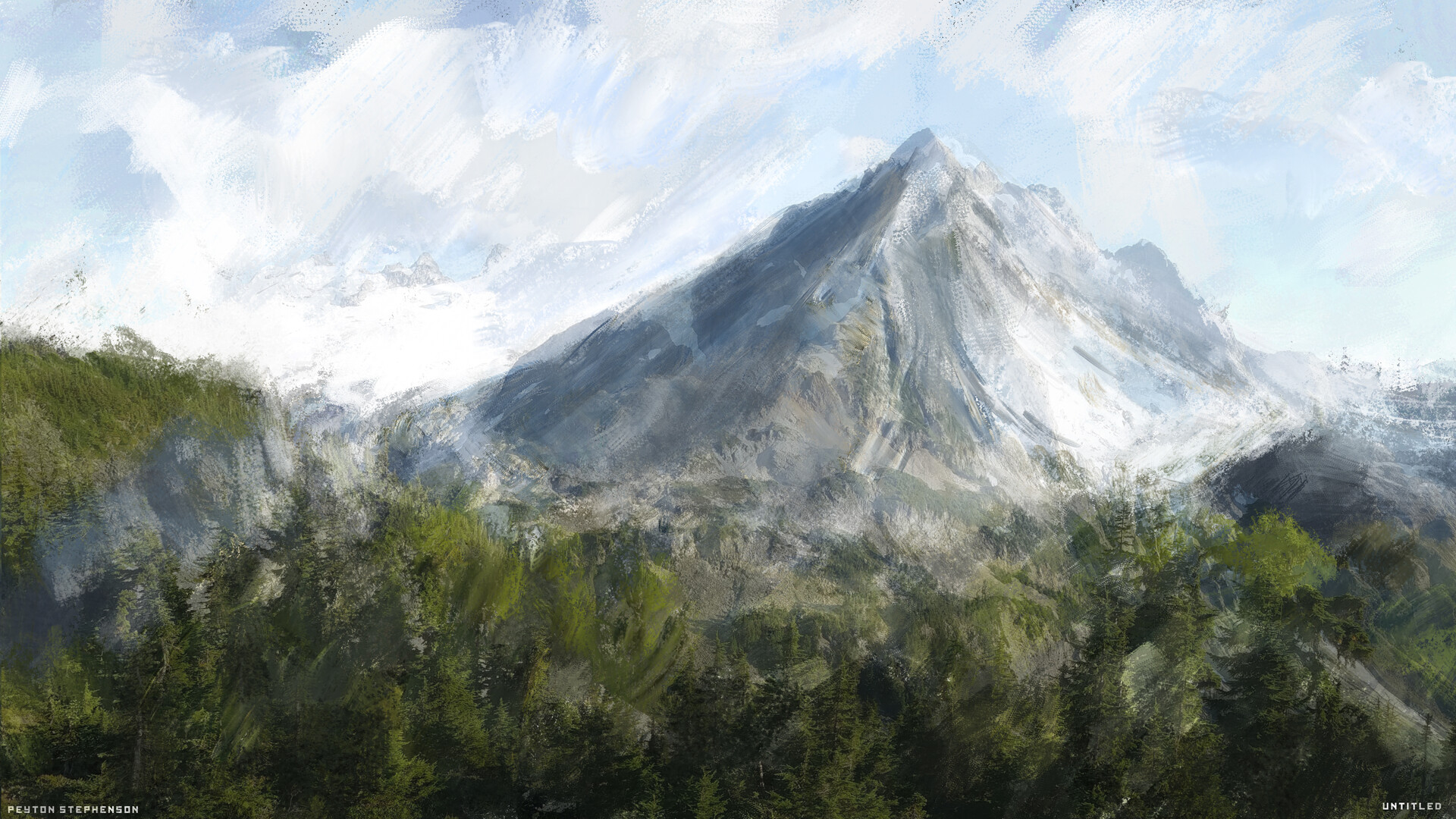 ArtStation - Great Pine Mountain - Matte Painting / Illustration Practice