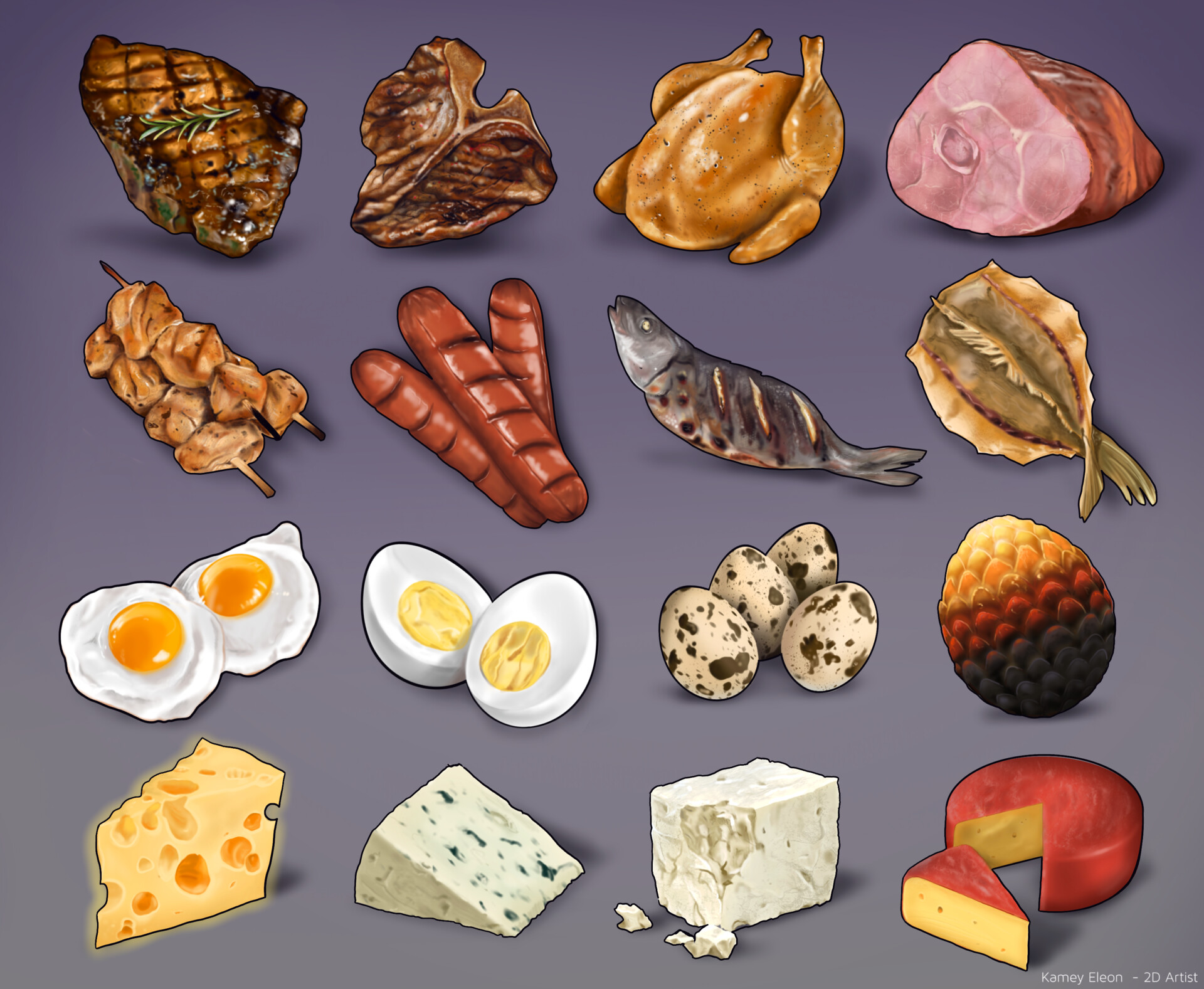 ArtStation - Food Icon Assets with Contours UI