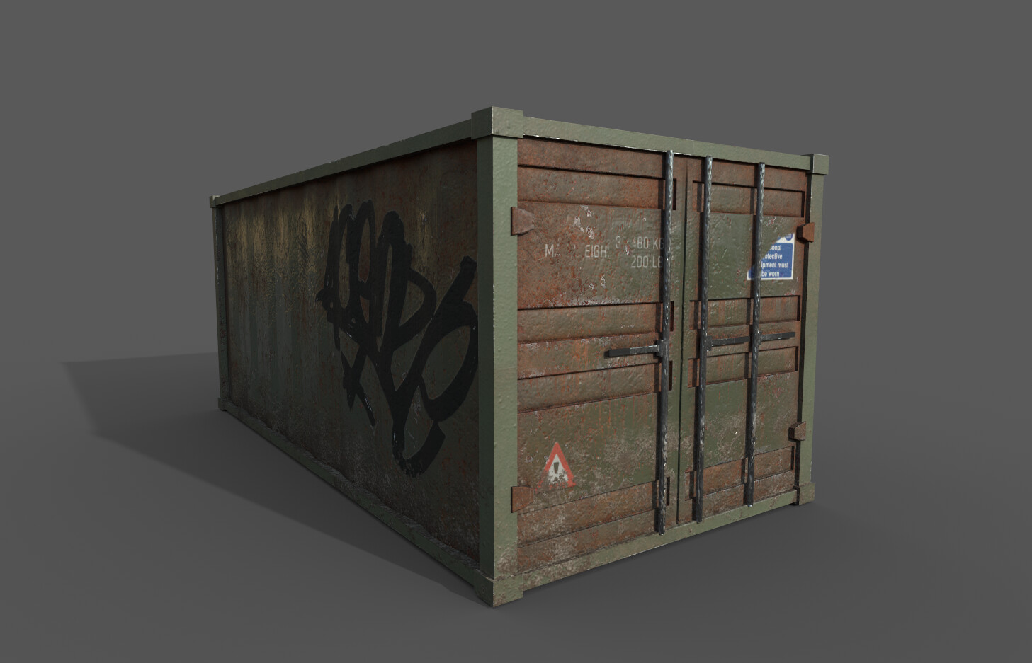 ArtStation - Shipping Container (Worn Green) Game Asset