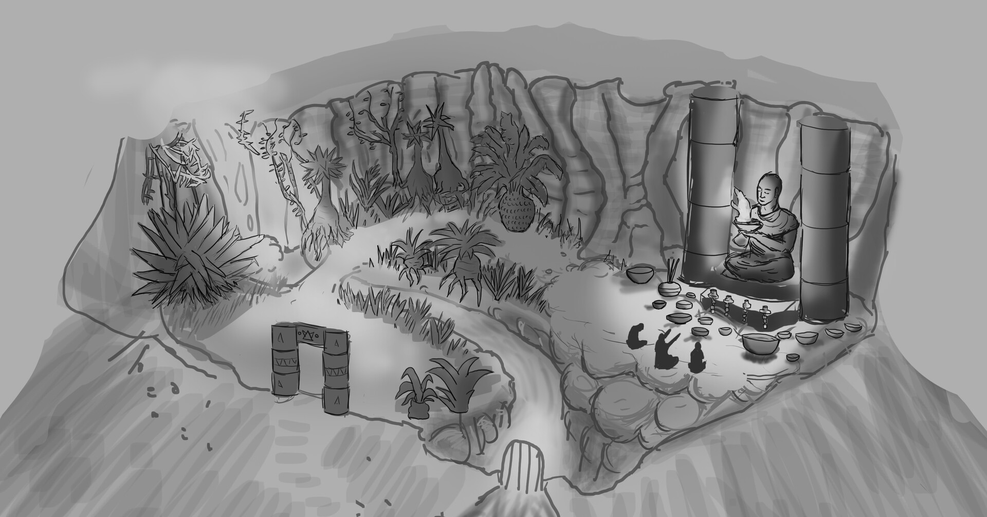 ArtStation - Temple Sketch