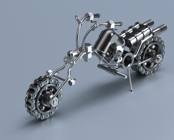 ArtStation - Chopper motorcycle mechanical sculpture figure