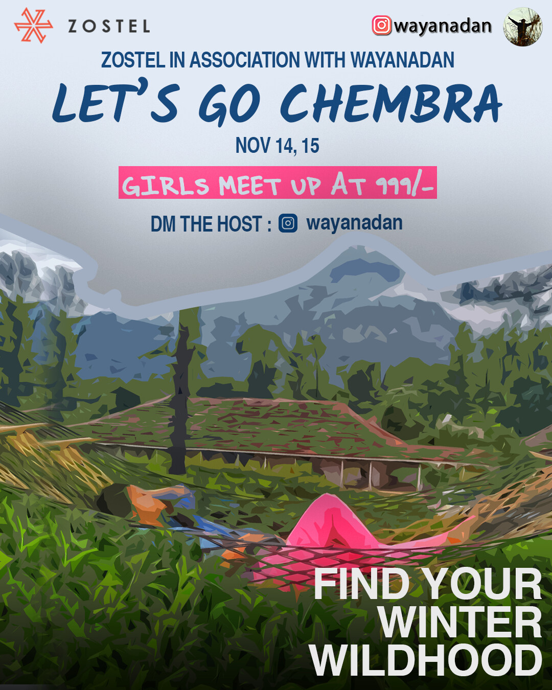 ArtStation - Poster Design | Zostel | Chembra | Photoshop