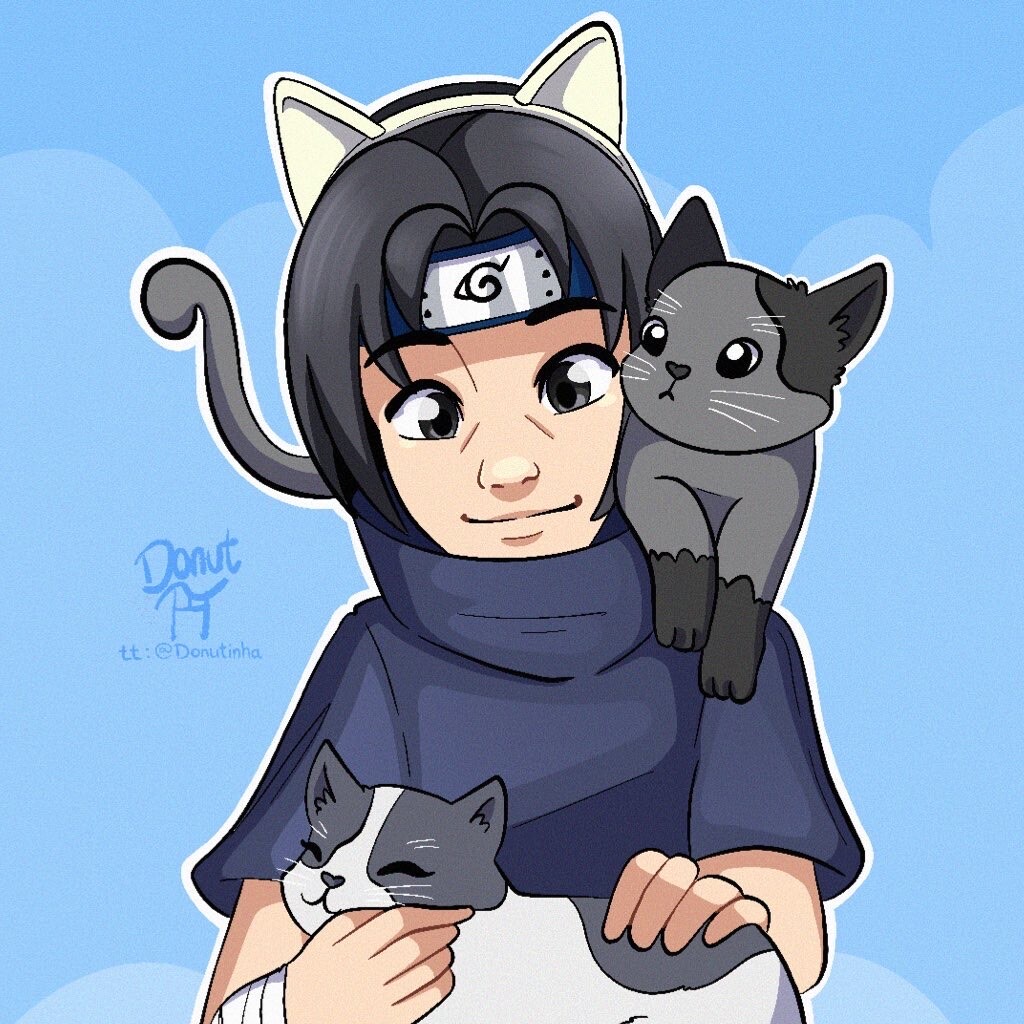 ArtStation - Itachi with kitties - Naruto Fanart