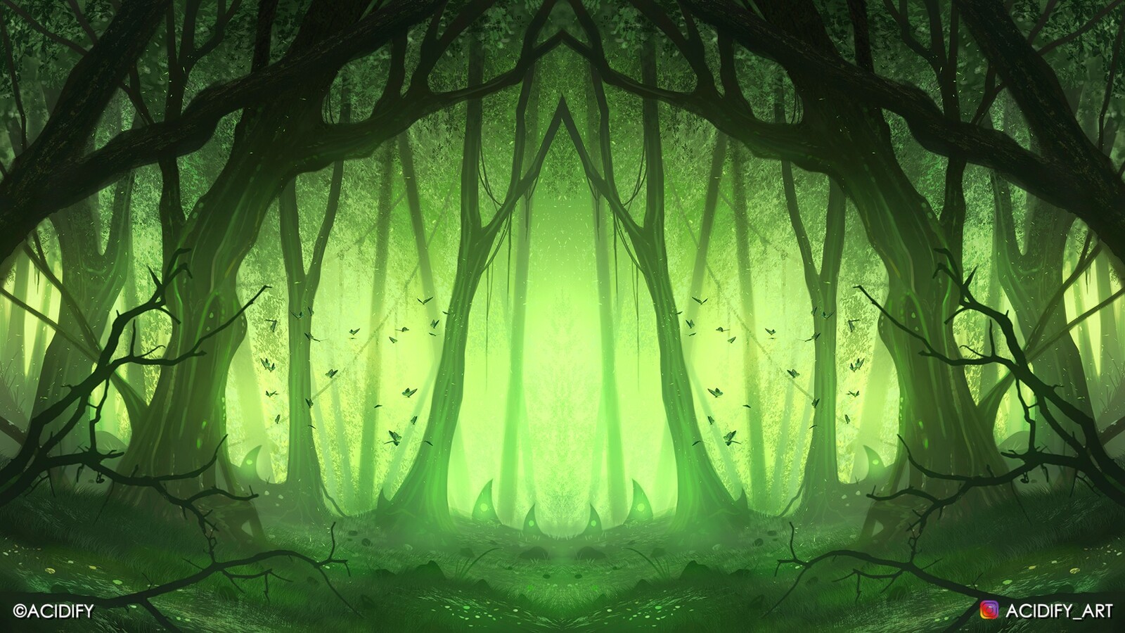 Acidify Art - Fern (Forest Fantasy Landscape / Symmetry Concept Art)
