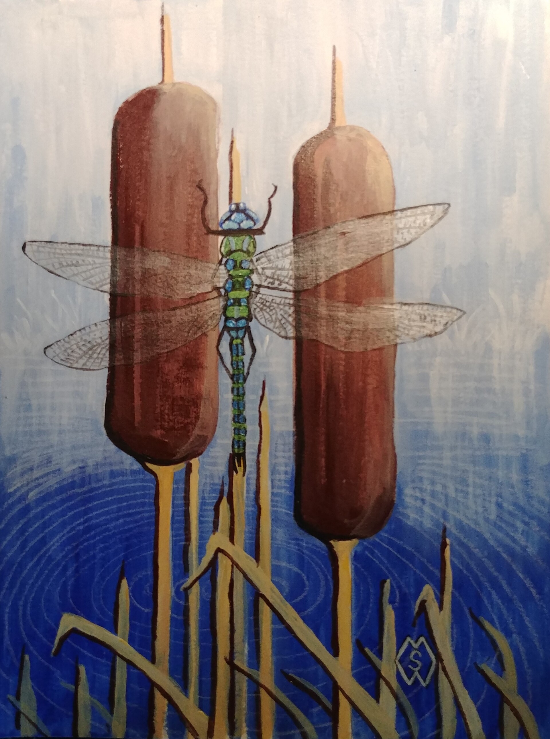 ArtStation - Dragonfly in the cattails