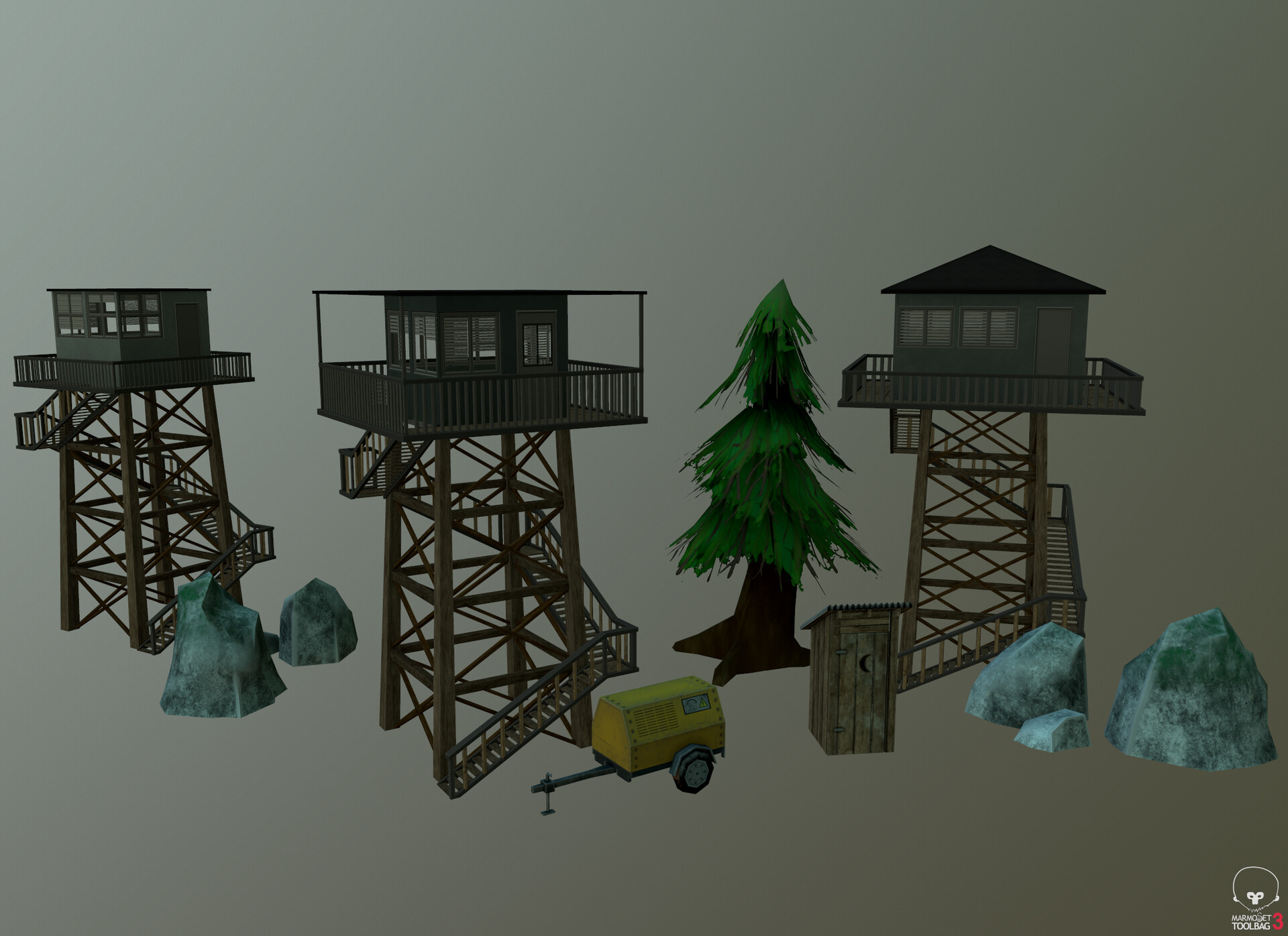 ArtStation - Low Poly Fire Towers
