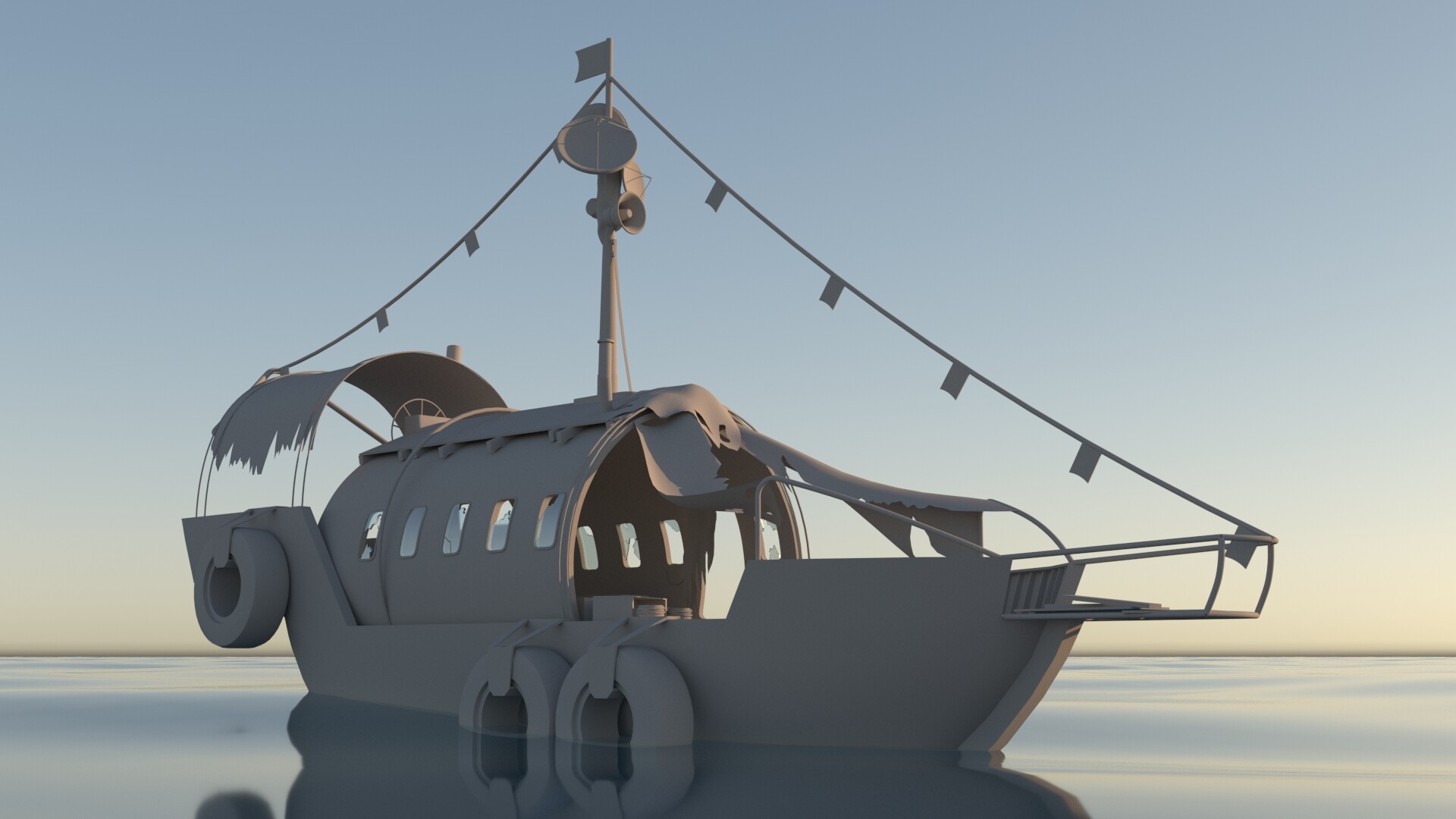 Vyacheslav Anischenko - Junker Boat from concept, blockout/draft