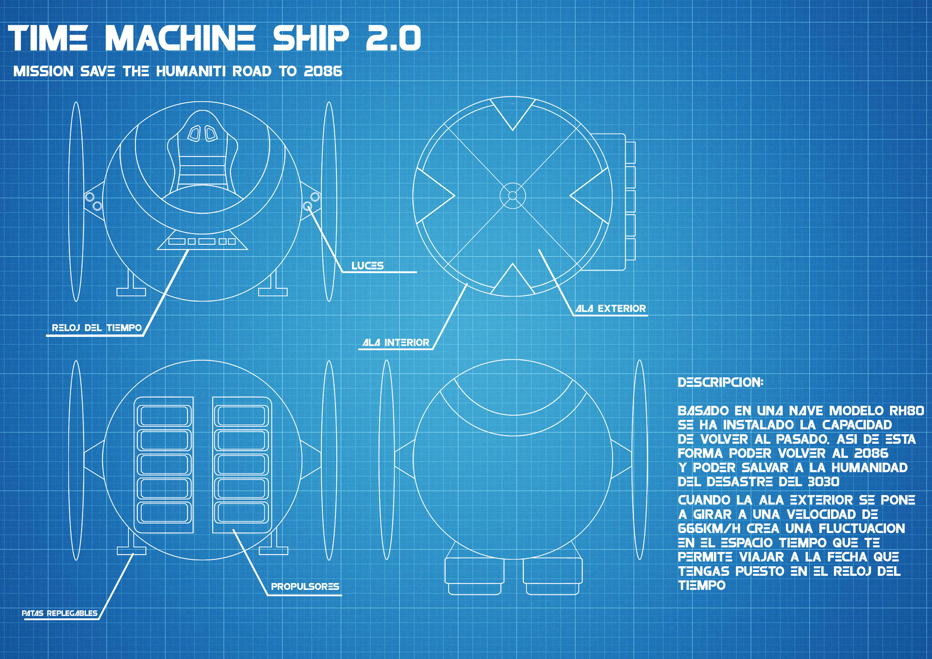 ArtStation - BLUEPRINT TIME MACHINE SHIP 2.0