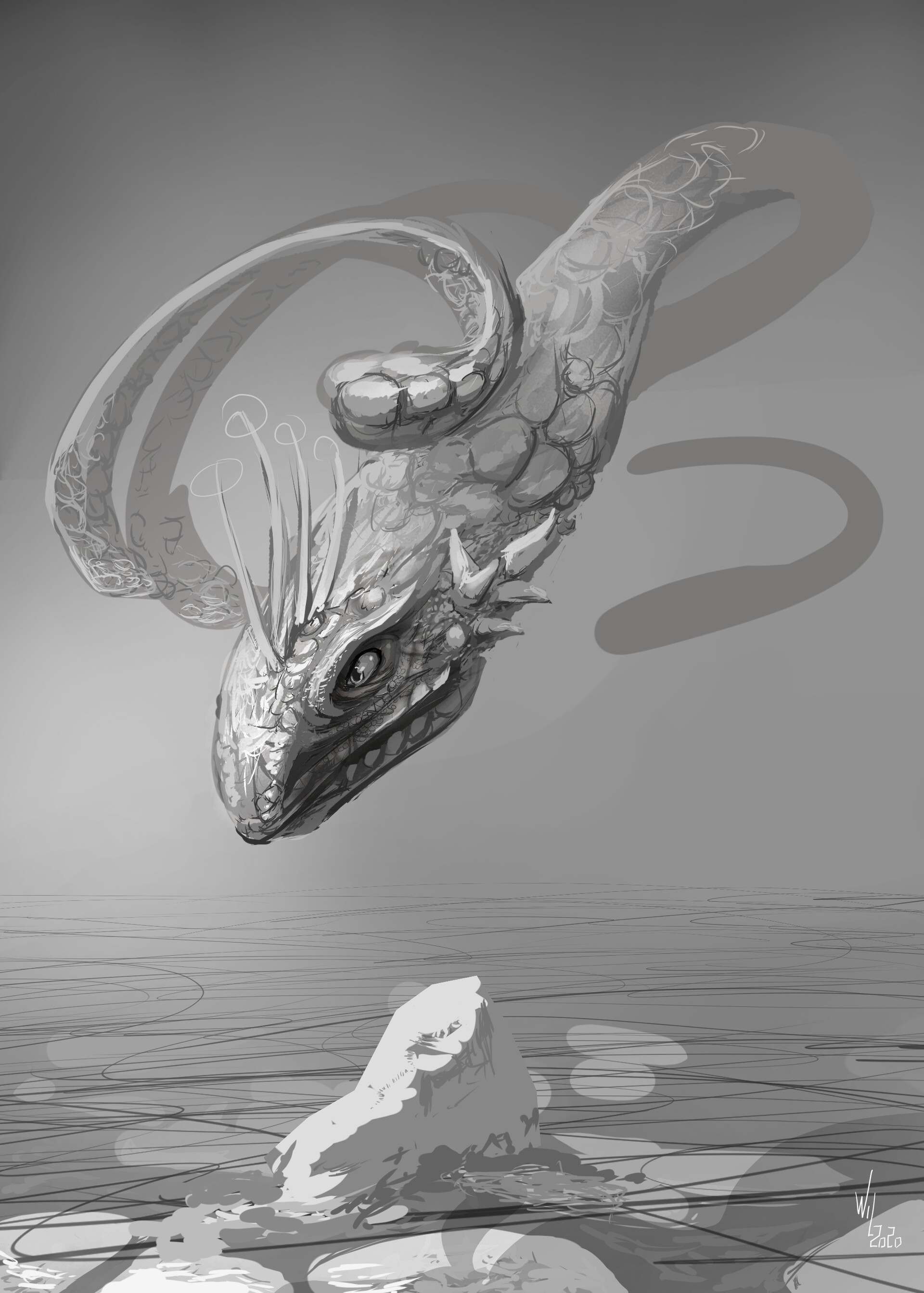 snake dragon drawing