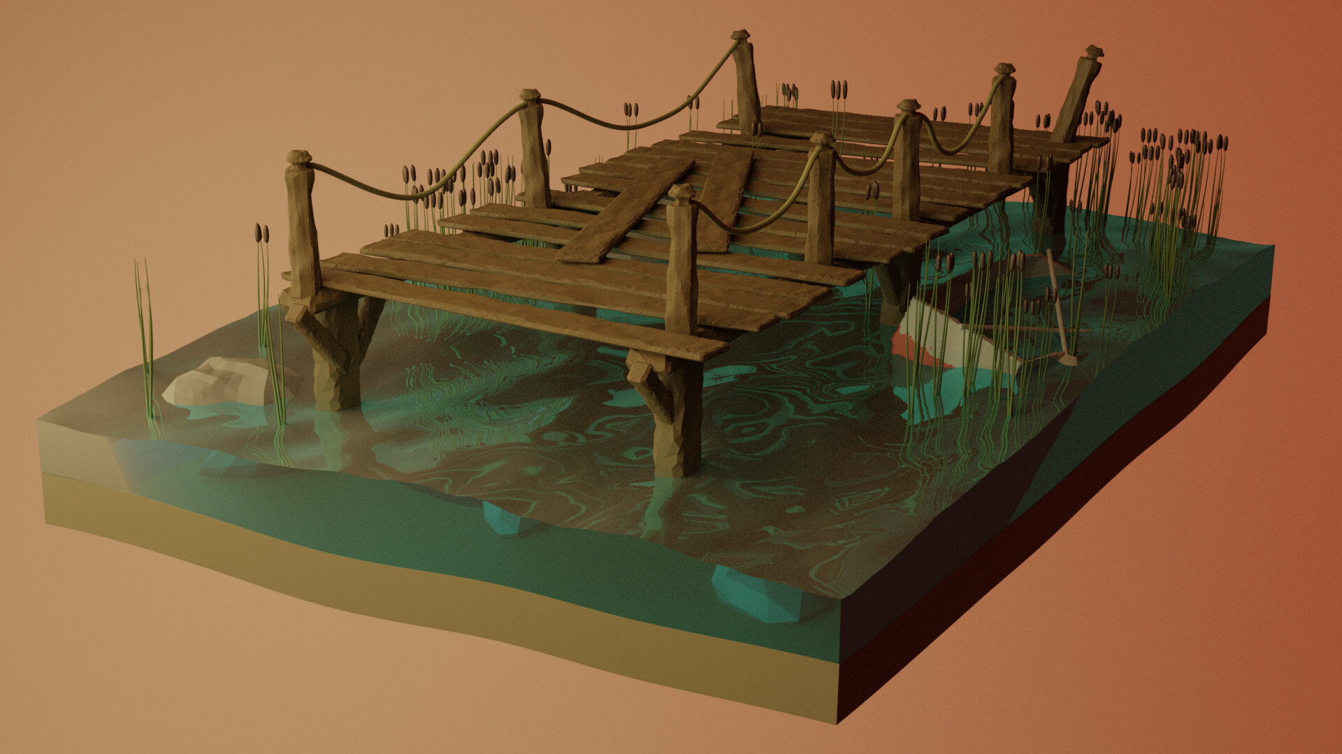 ArtStation - Lowpoly bridge