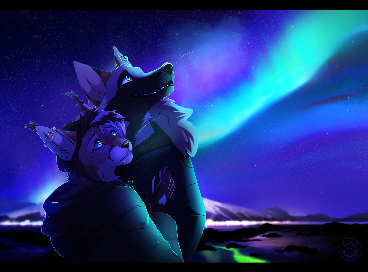 Blue Hunter - Illustration - Aurora borealis