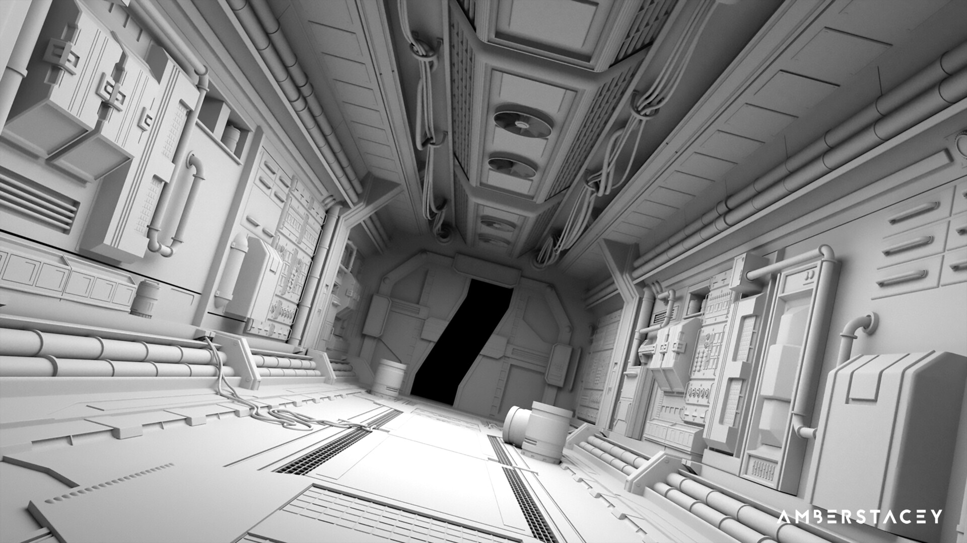 ArtStation - Sci-Fi Corridor WIP - Modeling AO