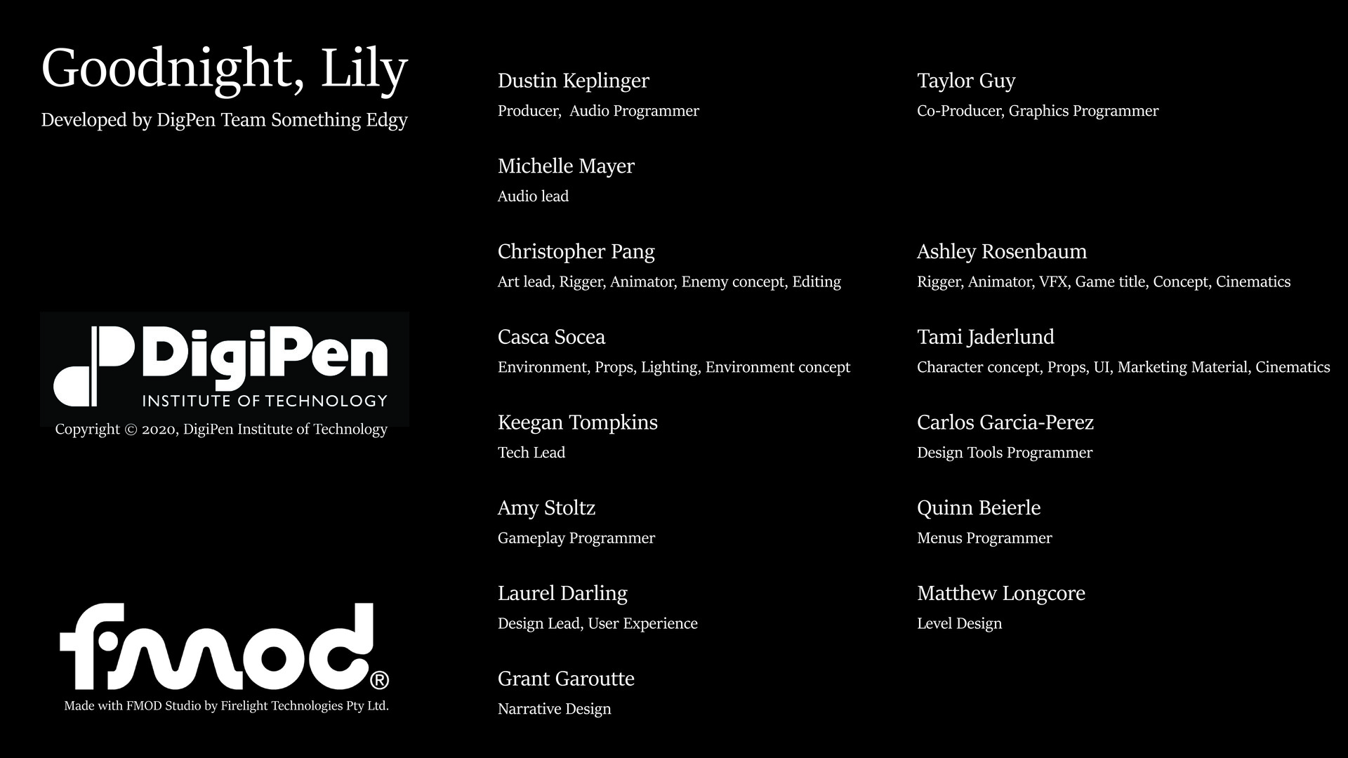 Christopher Pang - Academic Project - Goodnight, Lily