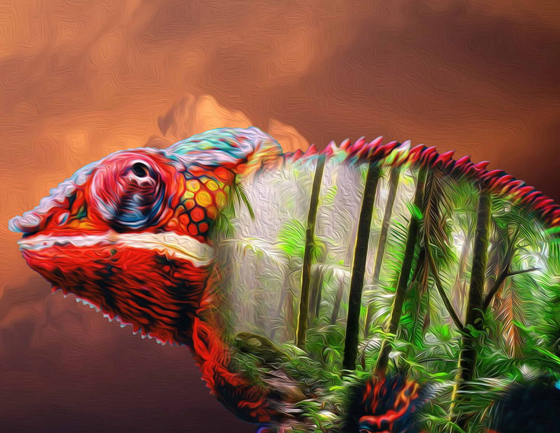 ArtStation - Chameleon Double Exposure