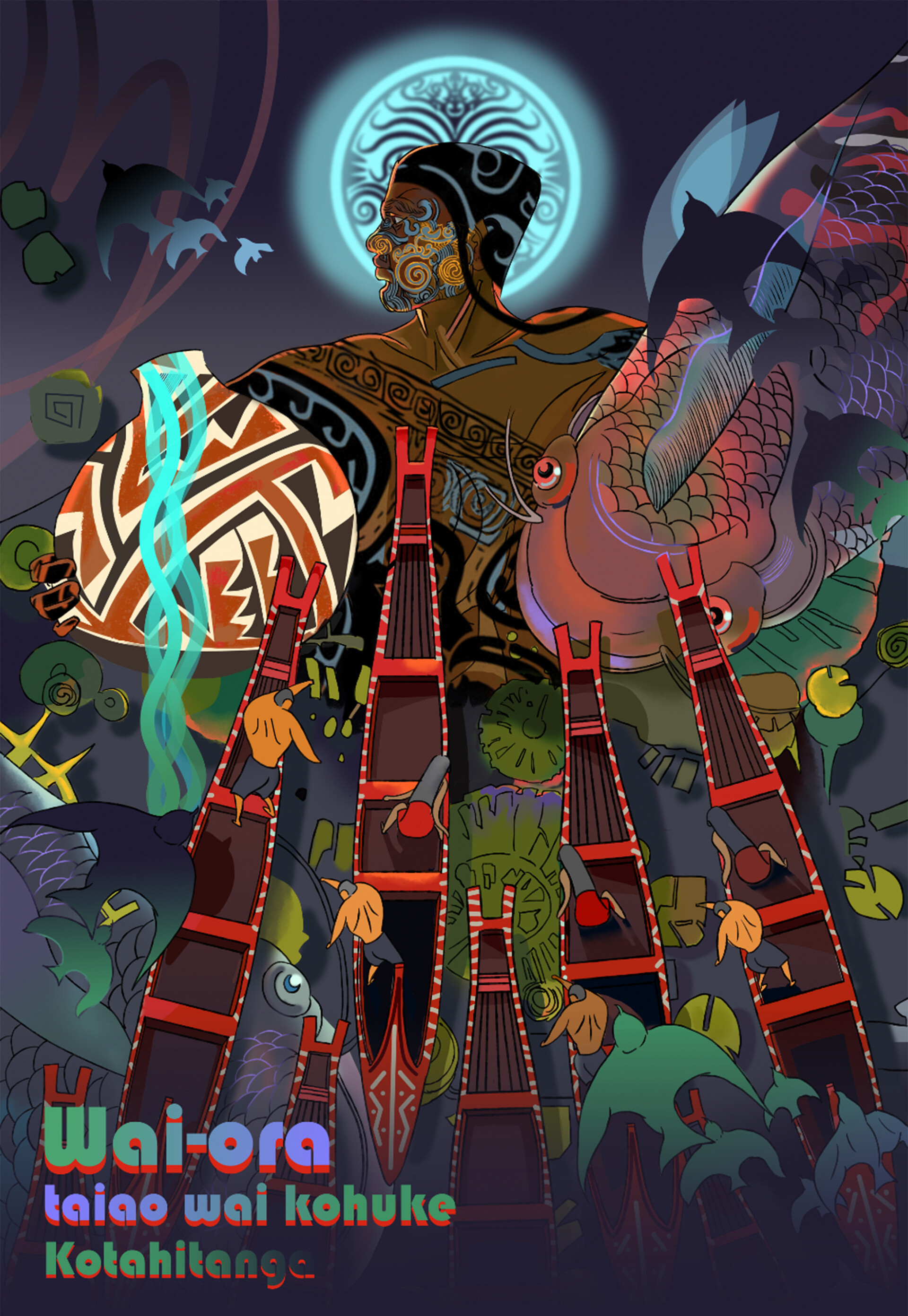 ArtStation - Maori illustration- mineral water poster