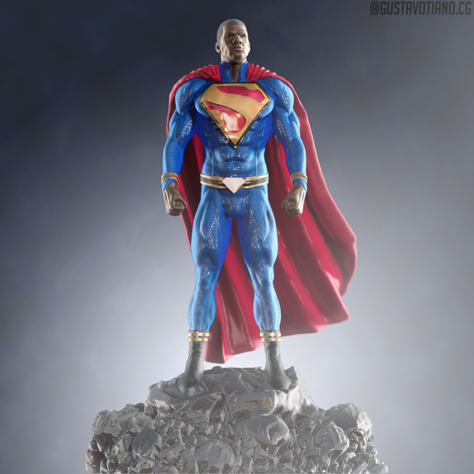 Gustavo Tiano - DC Black Superman Calvin Ellis fan art for 3D Print