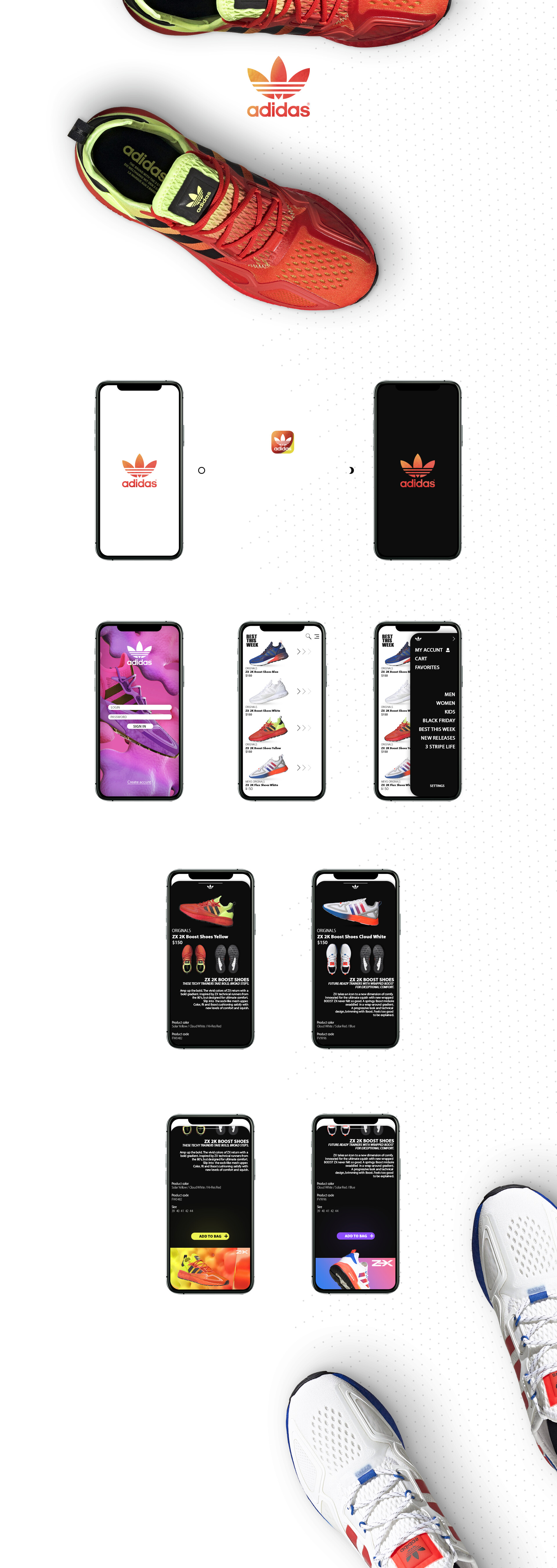Ákos Gáspár - Adidas phone App UI design concept