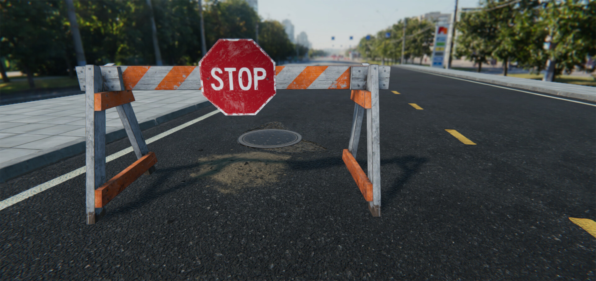 ArtStation - Road barrier (Low-poly game asset), Unity URP renderer preview