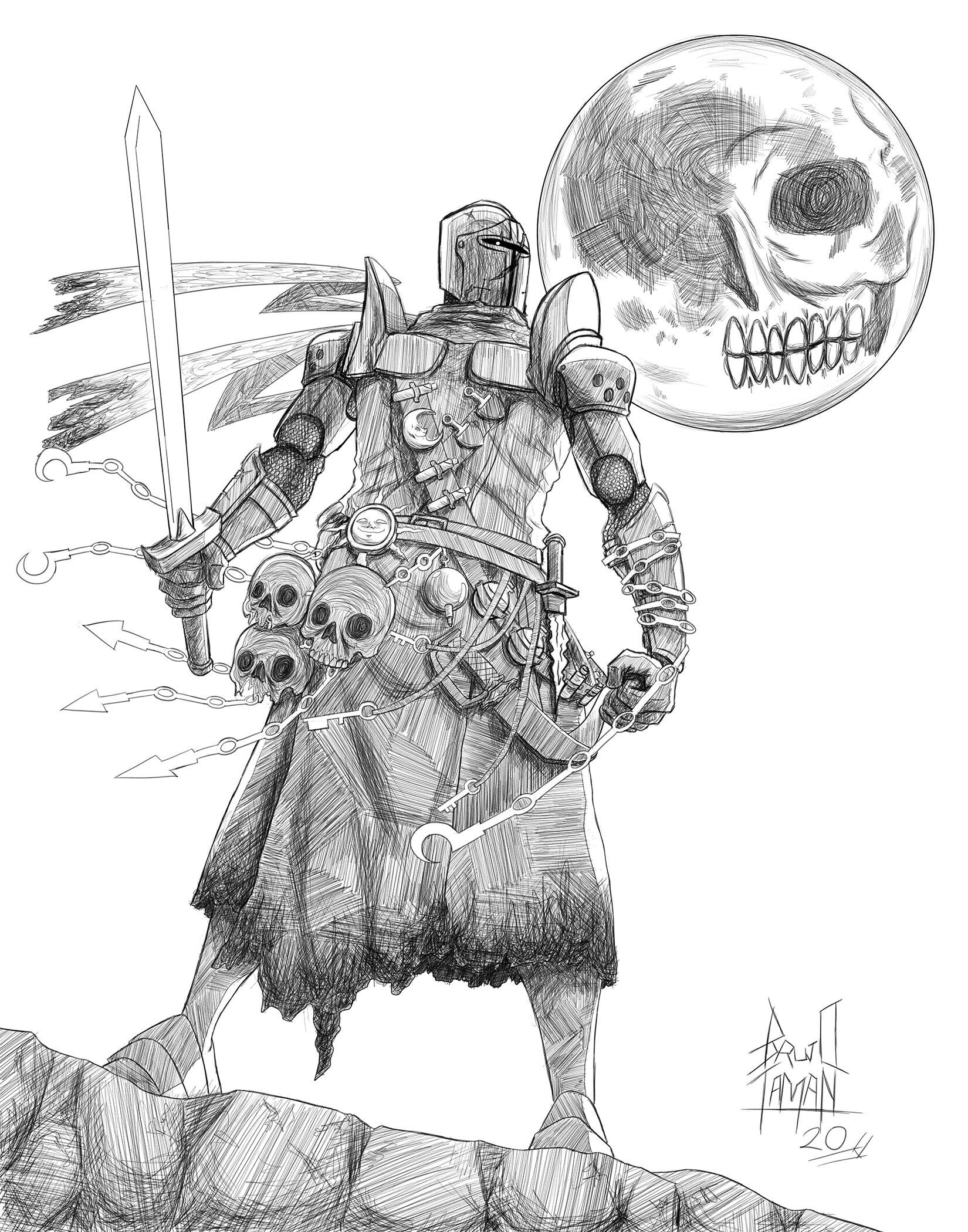 ArtStation - Cursed Knight B&W