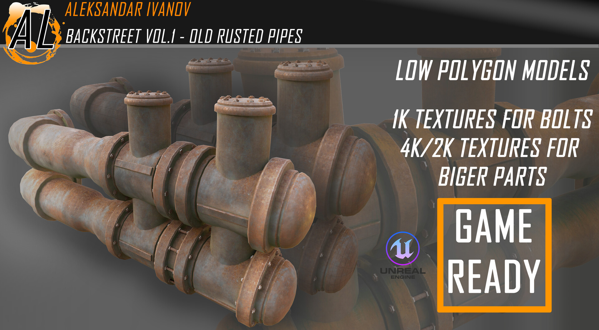 ArtStation - Old rusted modular pipes