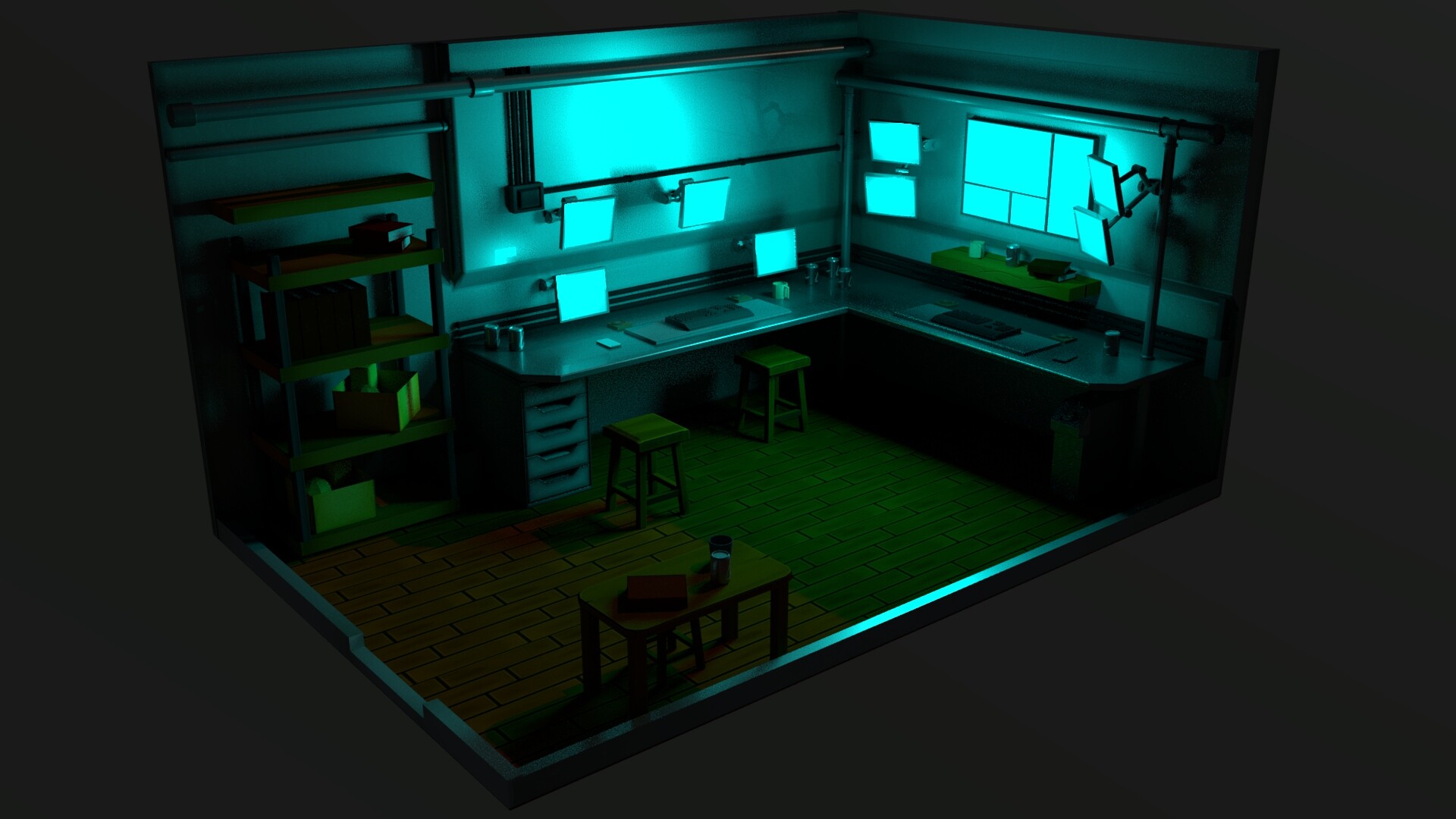 ArtStation - Cyberpunk Computer Room Model