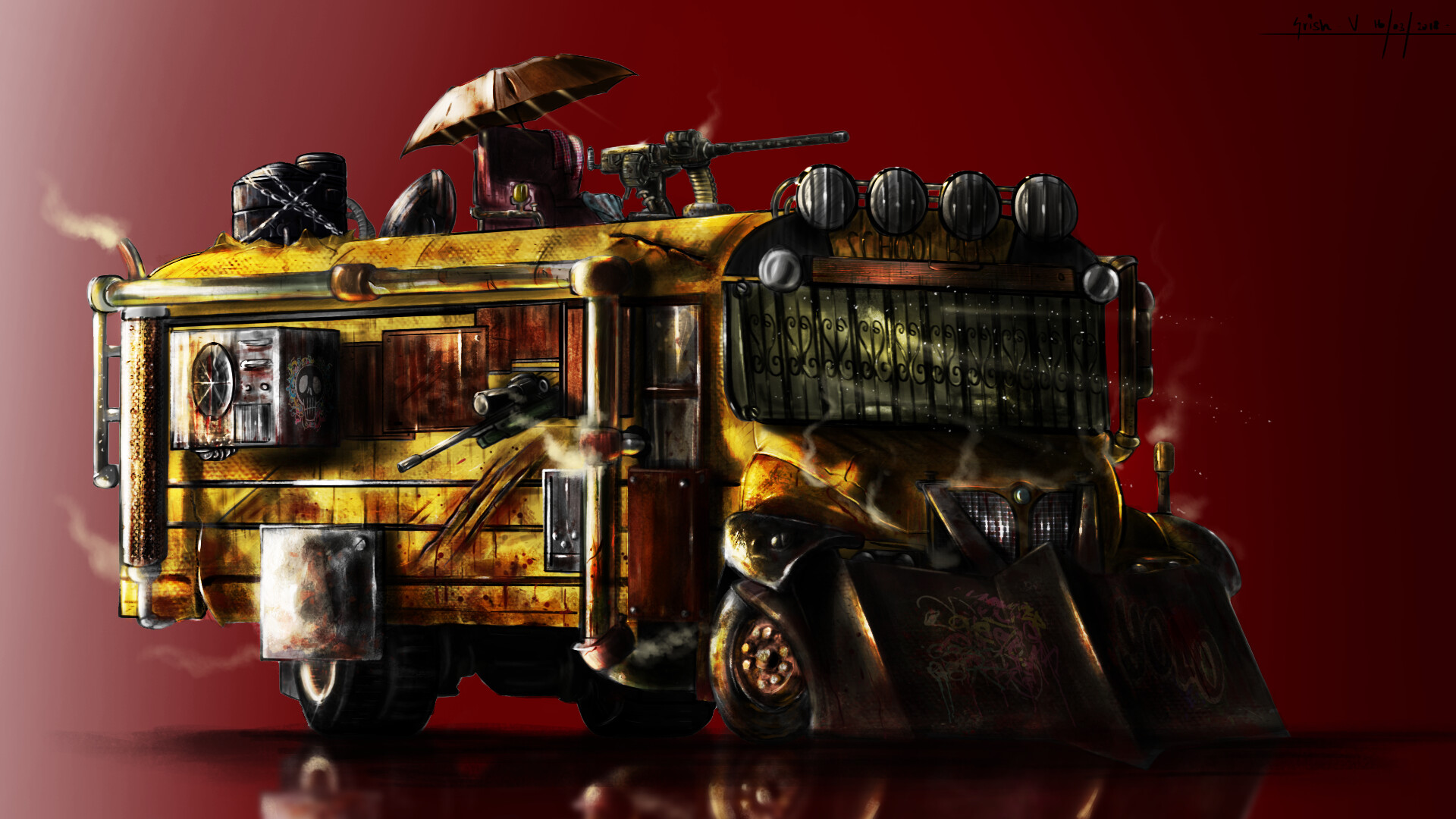 ArtStation - Post - Apocalyptic School Bus