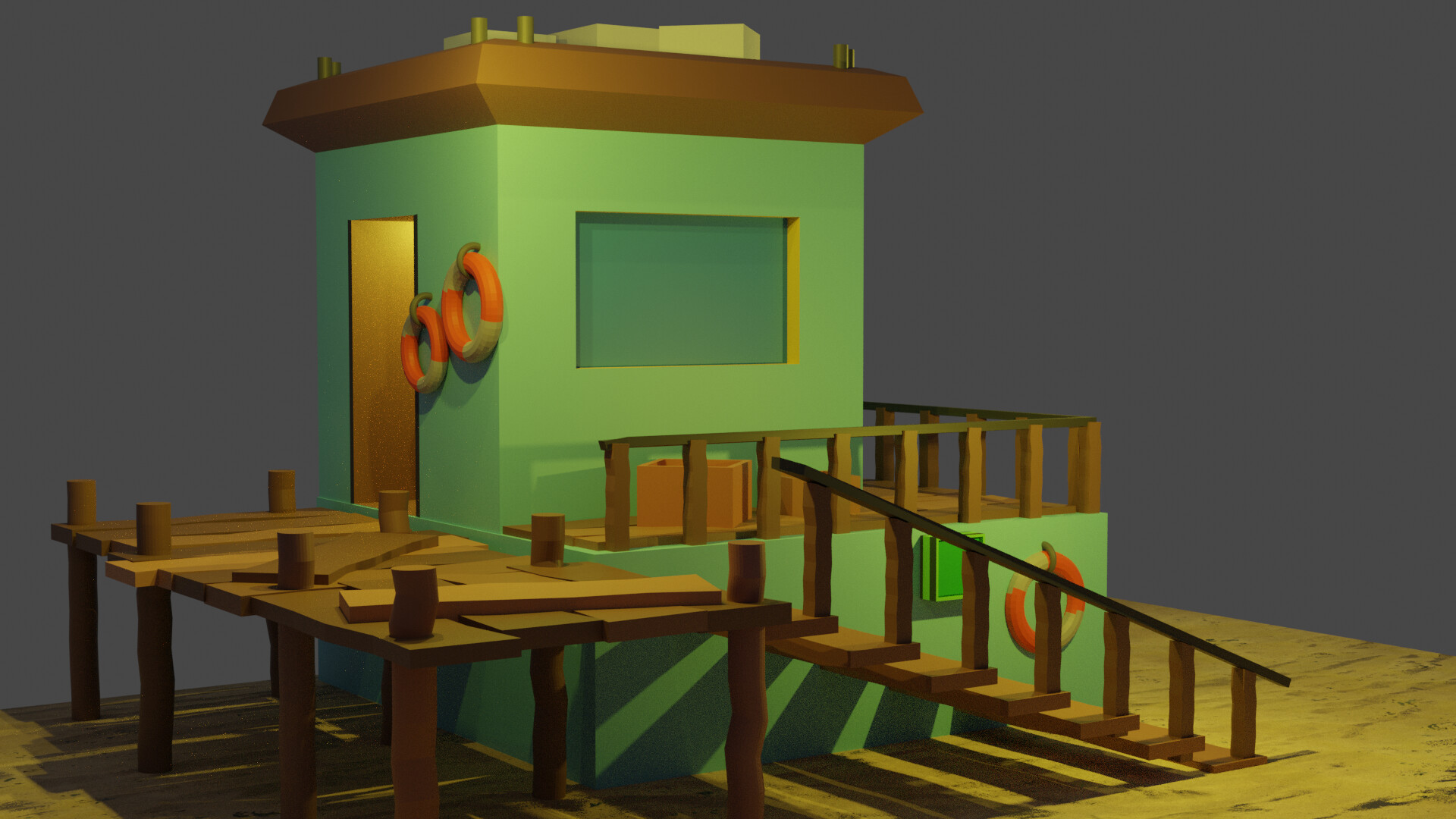 ArtStation - The low poly Lifeguard Tower