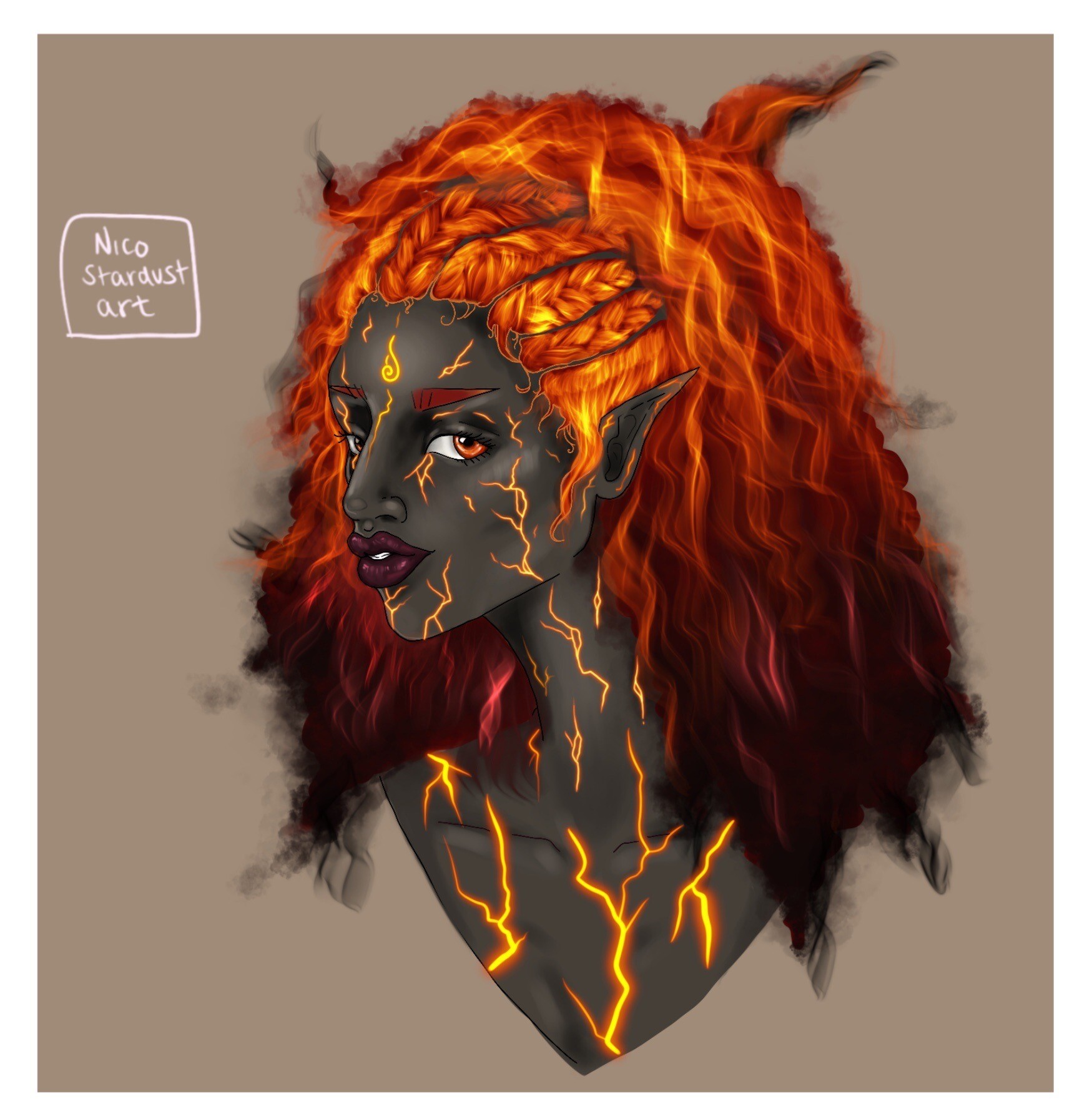 ArtStation - fire genasi character design/ portrait