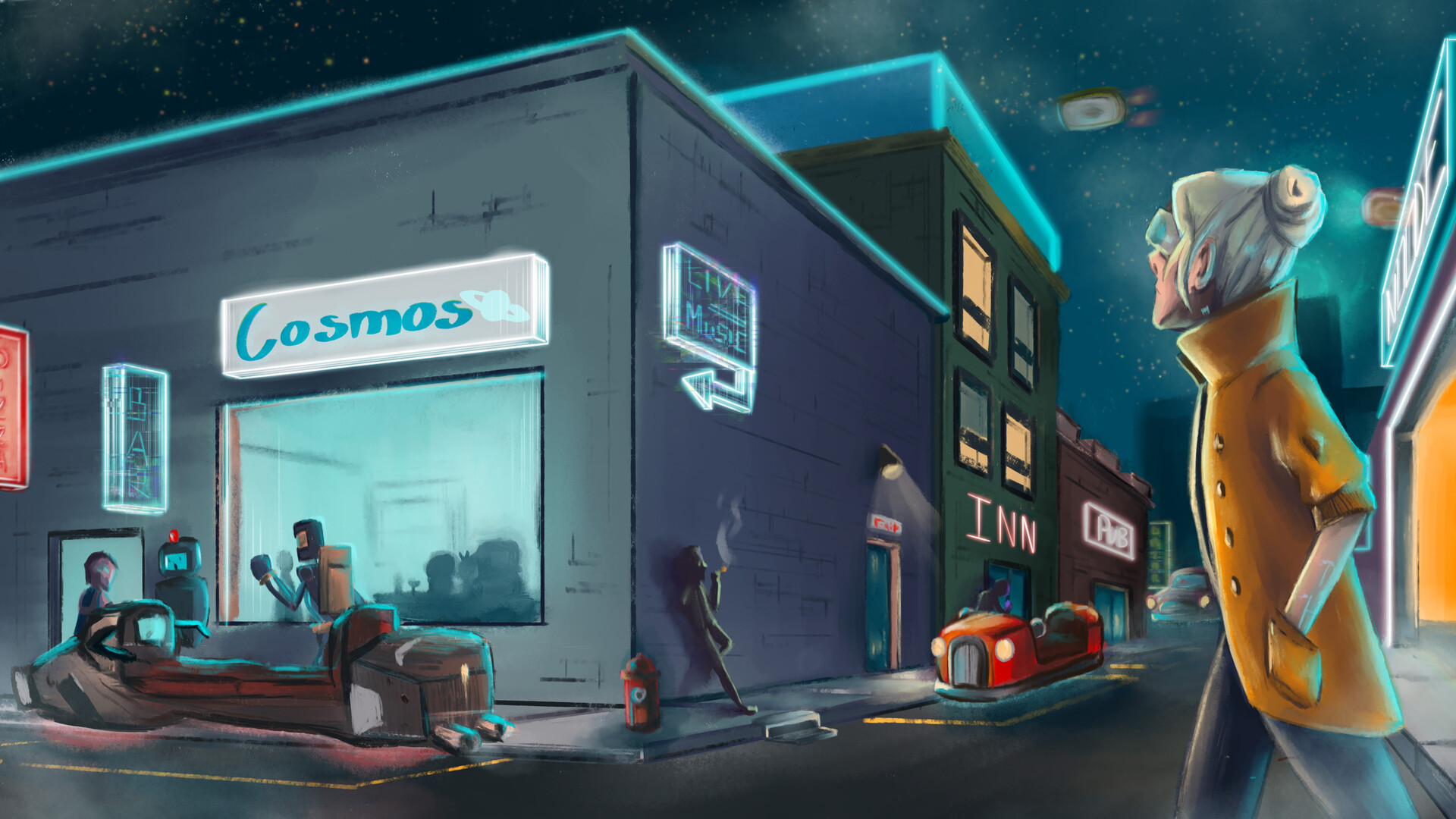 ArtStation - Cyberpunk Exterior Bar Design