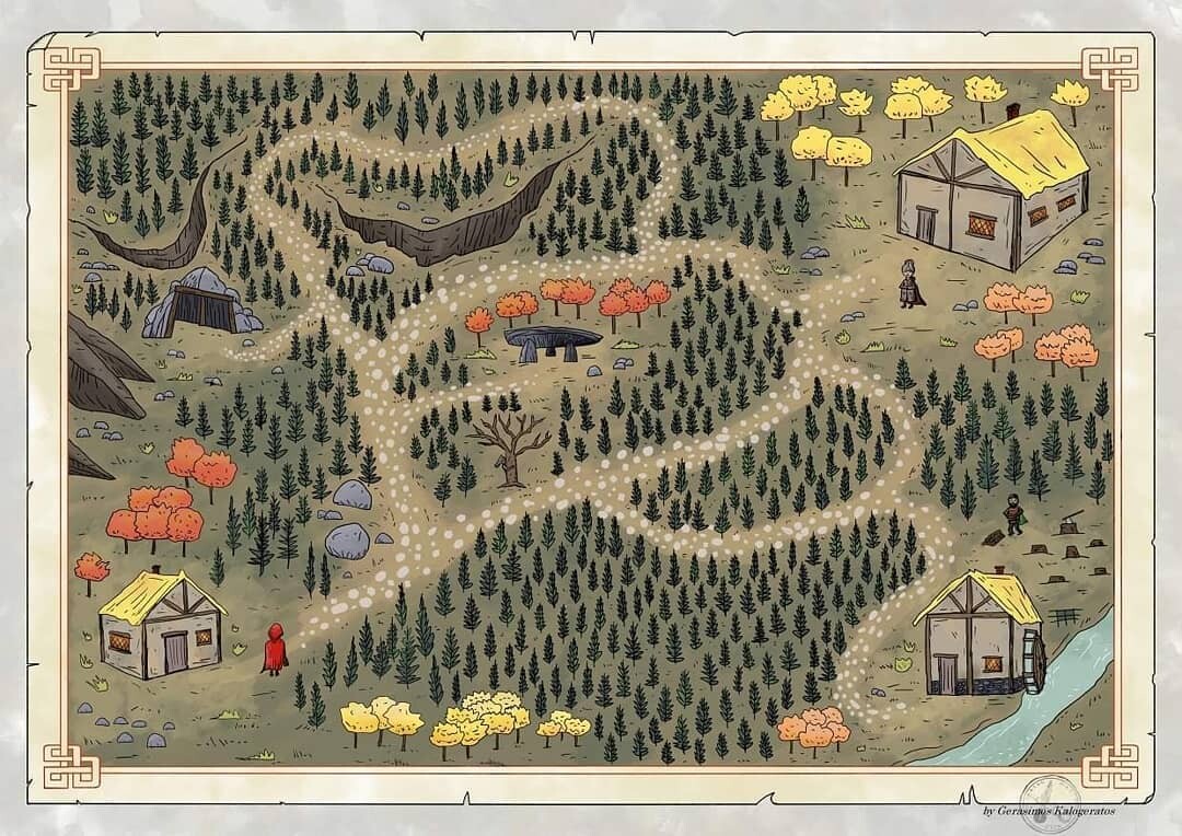 ArtStation - Little red riding hood on the road.