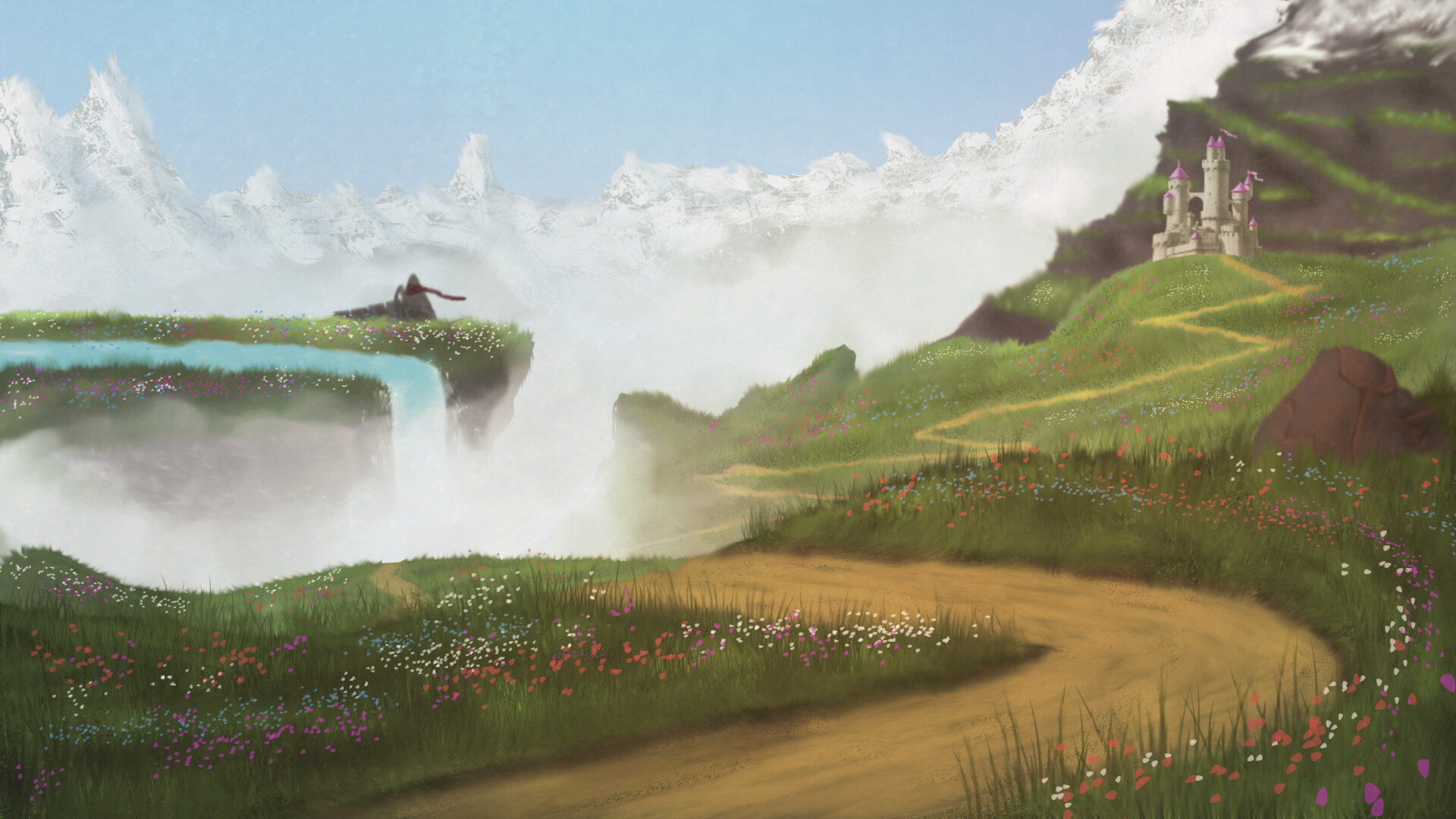 ArtStation - Mt castle and river