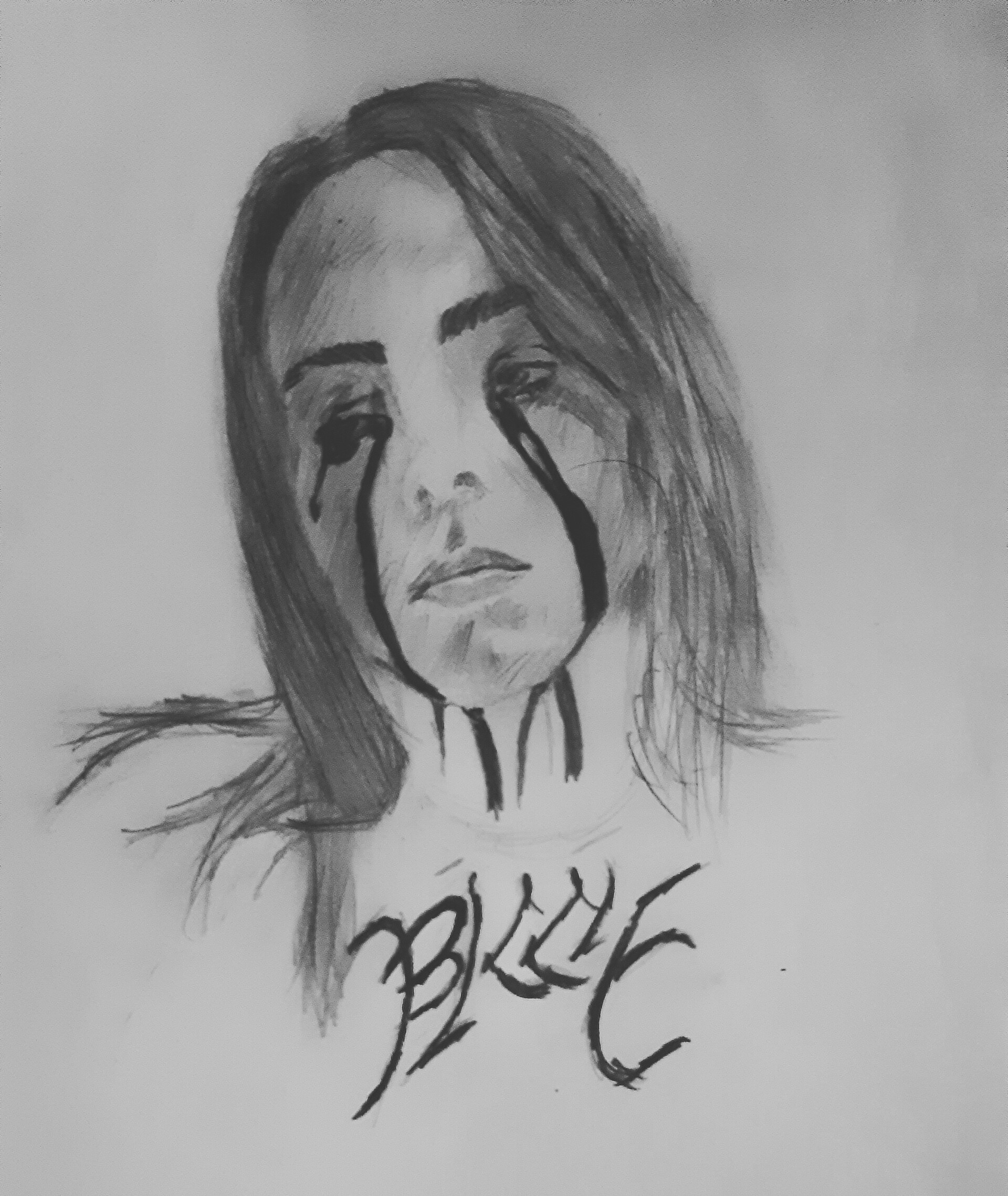 how to draw billie eilish crying
