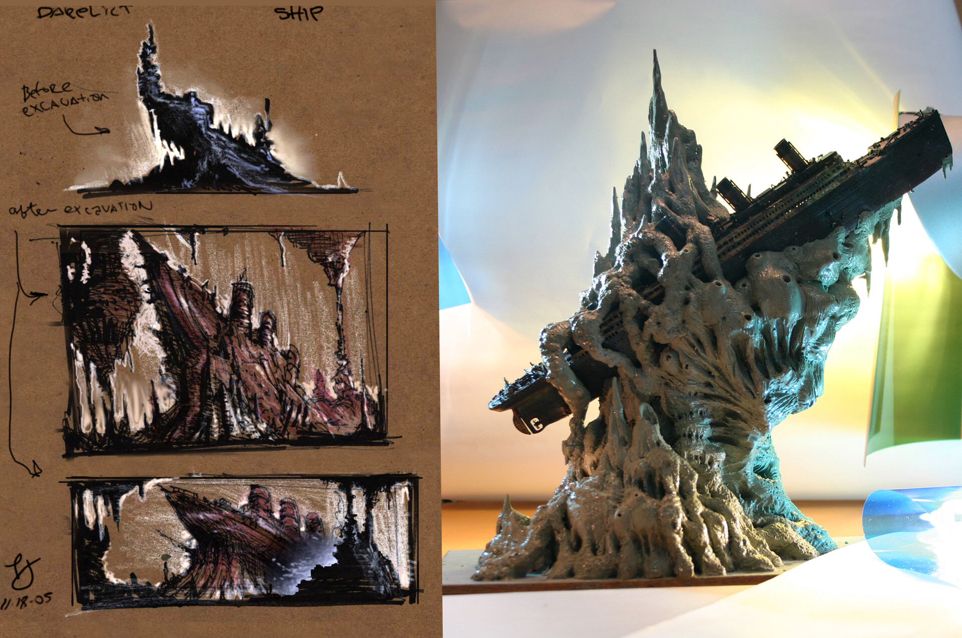 ArtStation - Early visual planning for cave exploration game.