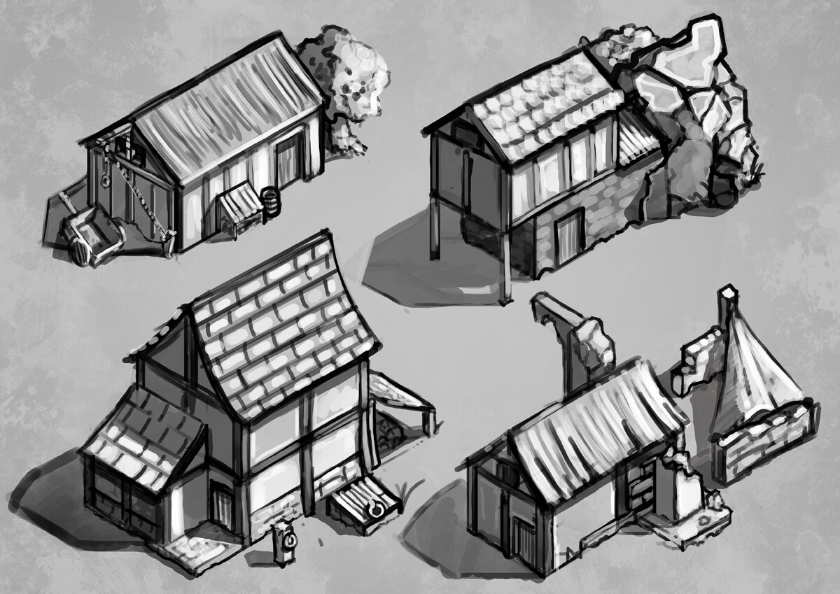 Michael Fitzhywel - Fantasy Farm Concept: Main building and workers ...