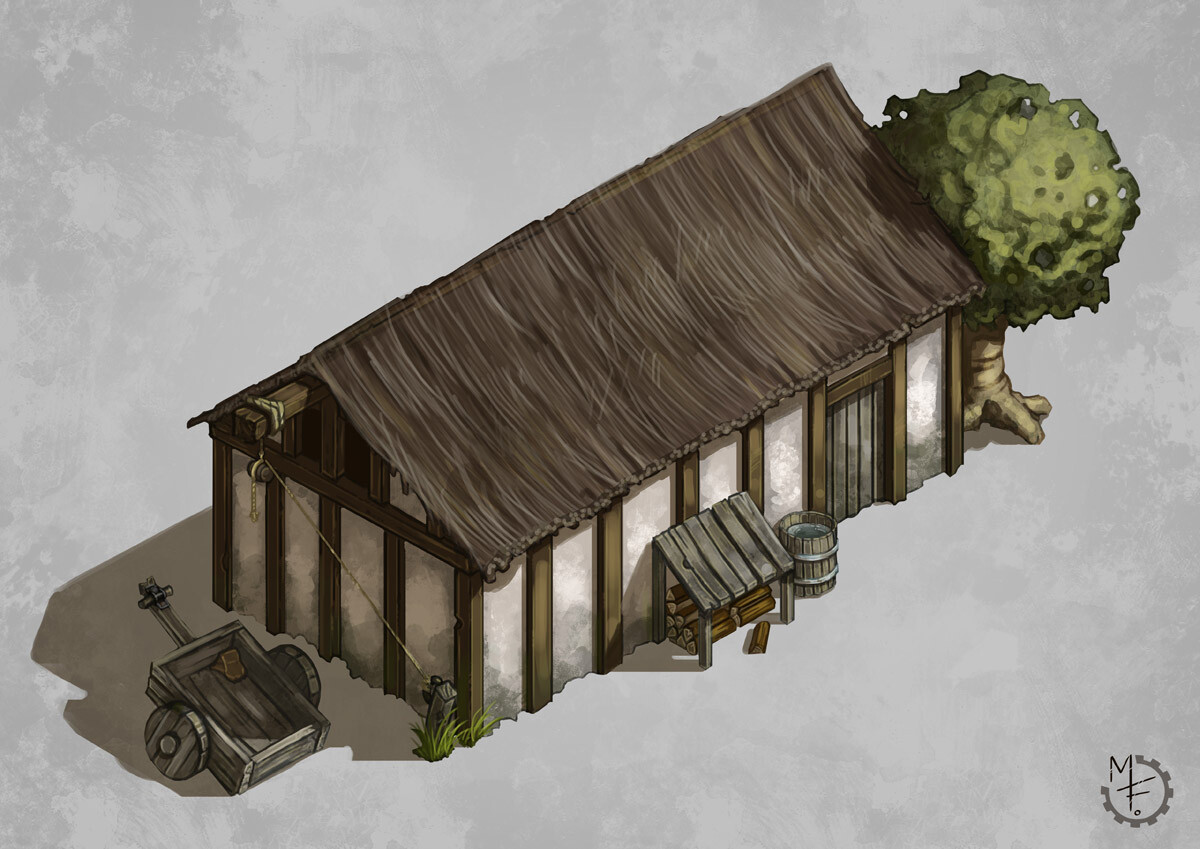 Michael Fitzhywel - Fantasy Farm Concept: Main building and workers ...