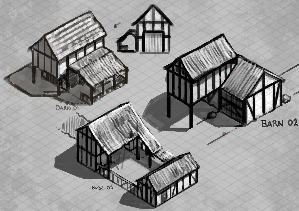 Michael Fitzhywel - Fantasy Farm Concept: Barn and stable