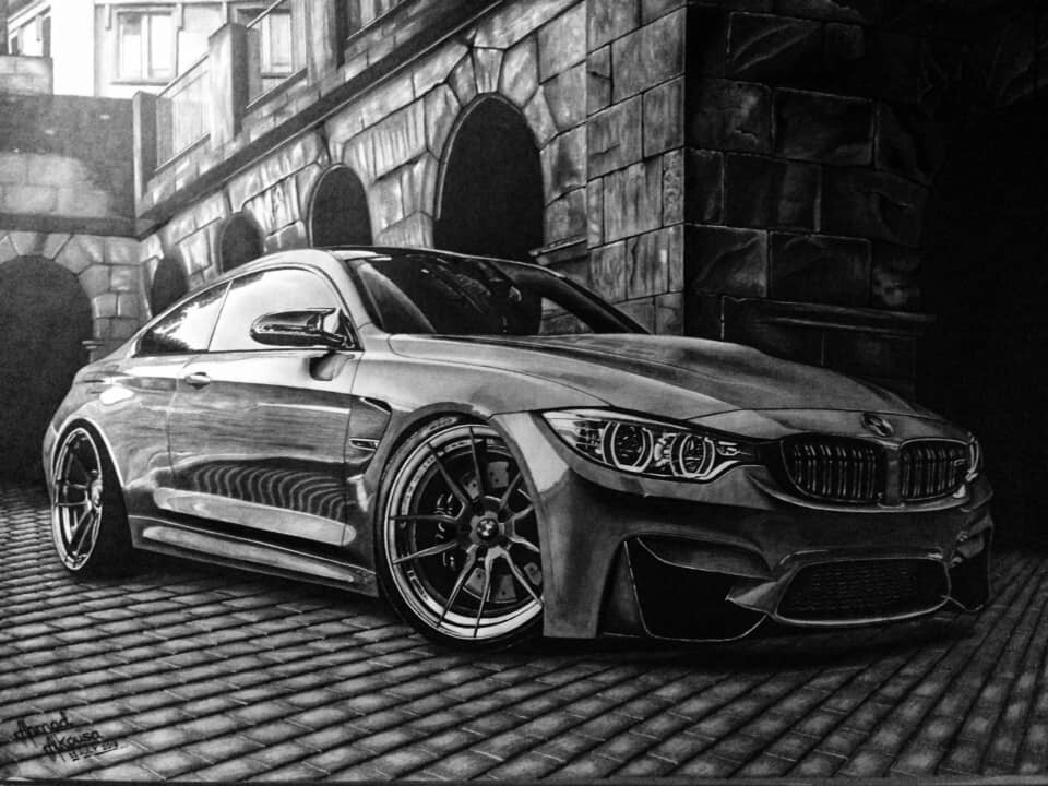 ArtStation - Realistic drawing BMW M4 - Pencils & markers.