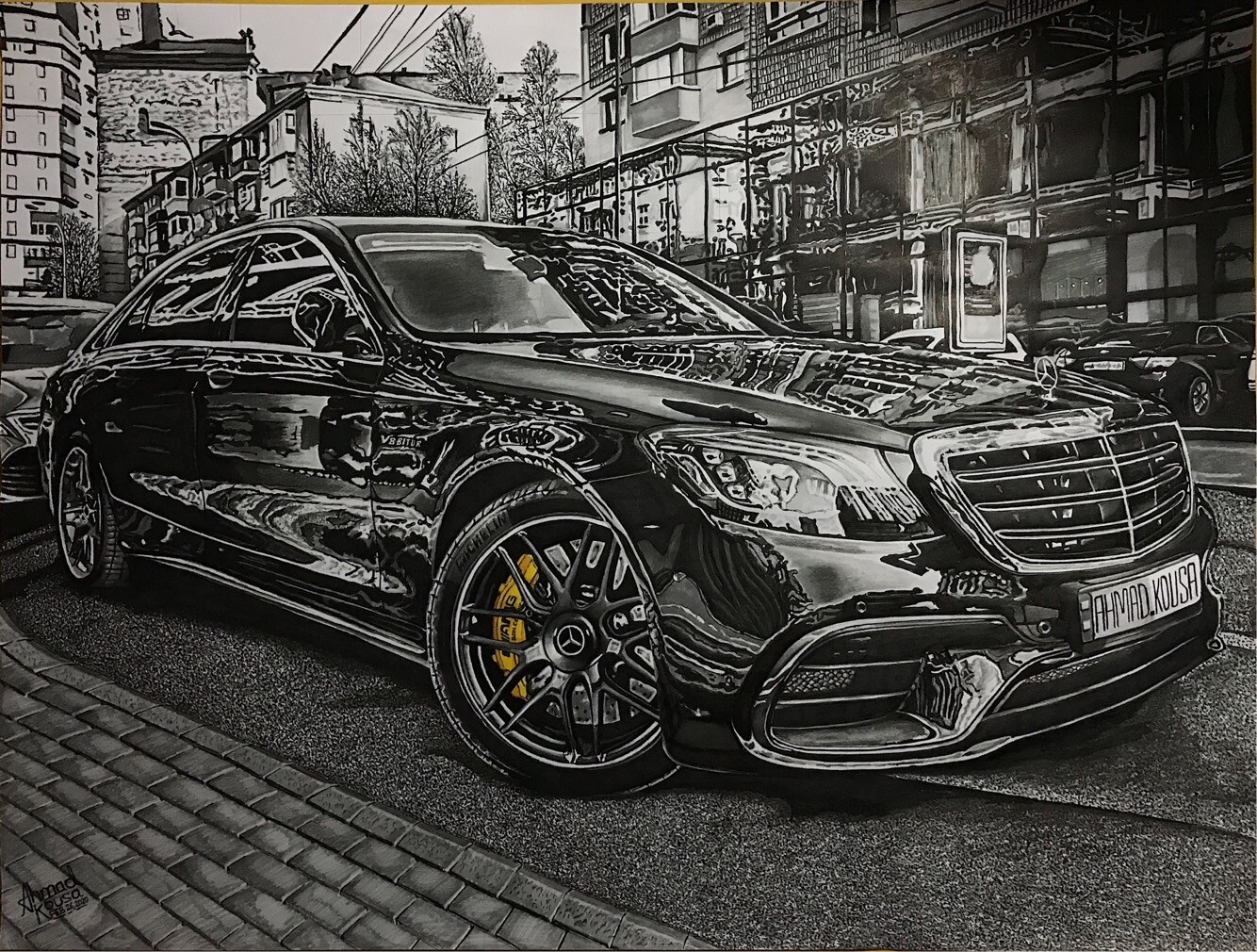 ArtStation - Realistic drawing of Mercedes Benz AMG S63 - Pencils ...