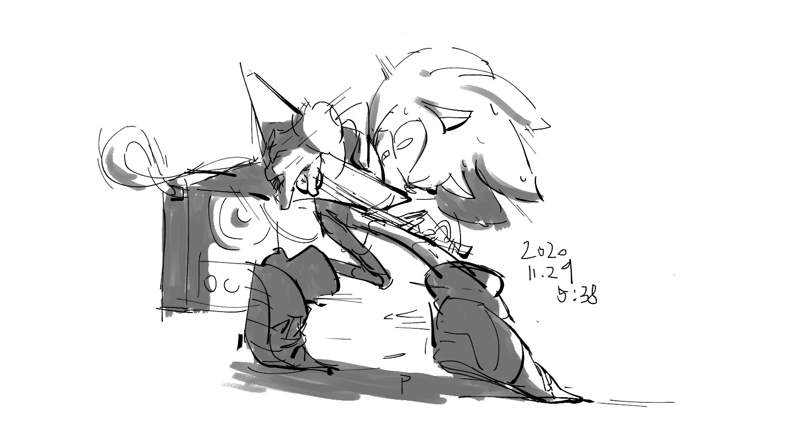 ArtStation - Sonic play guitar.