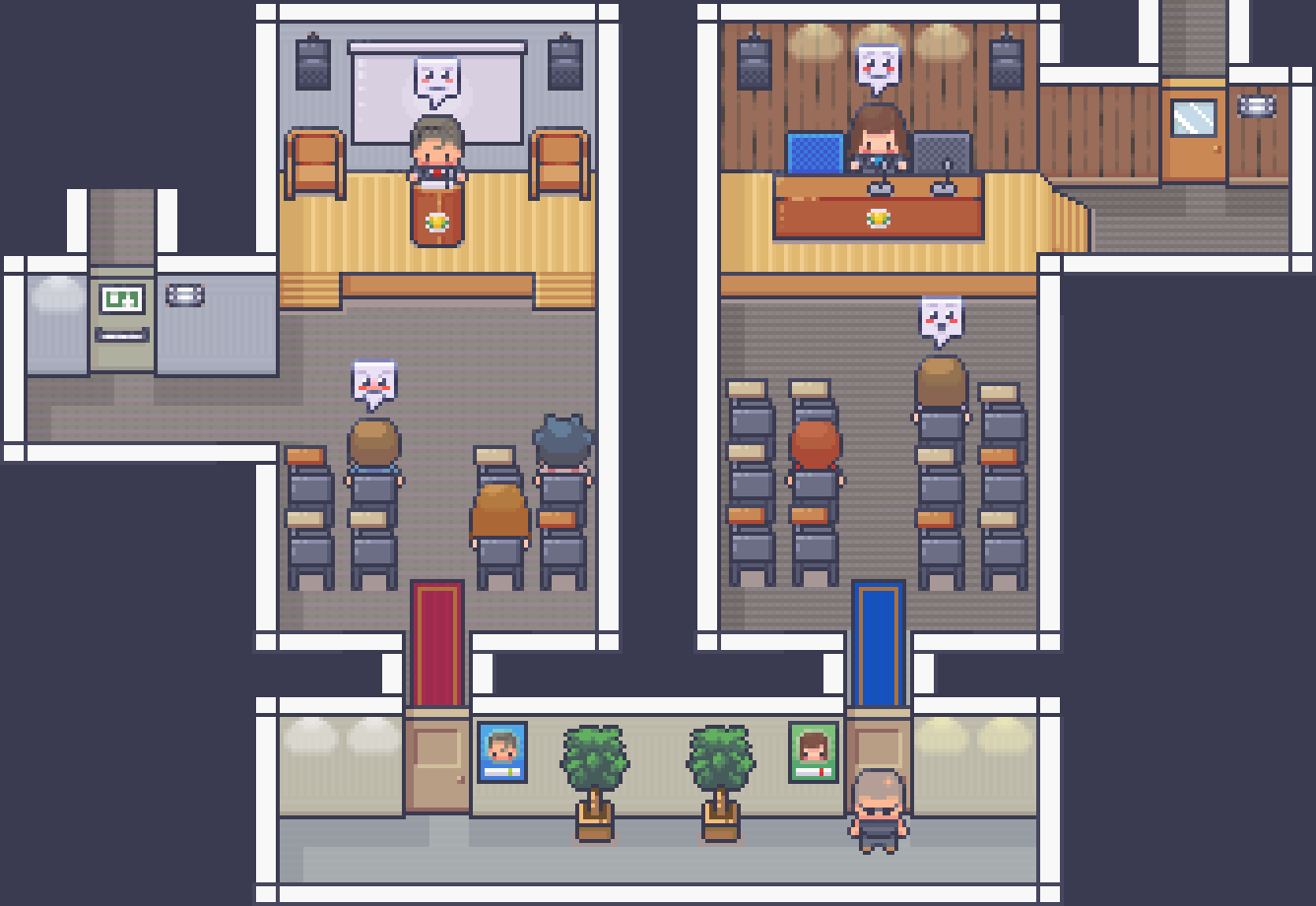 ArtStation - Conference Hall - 16x16 top-down pixel art, Edoardo Zuliani