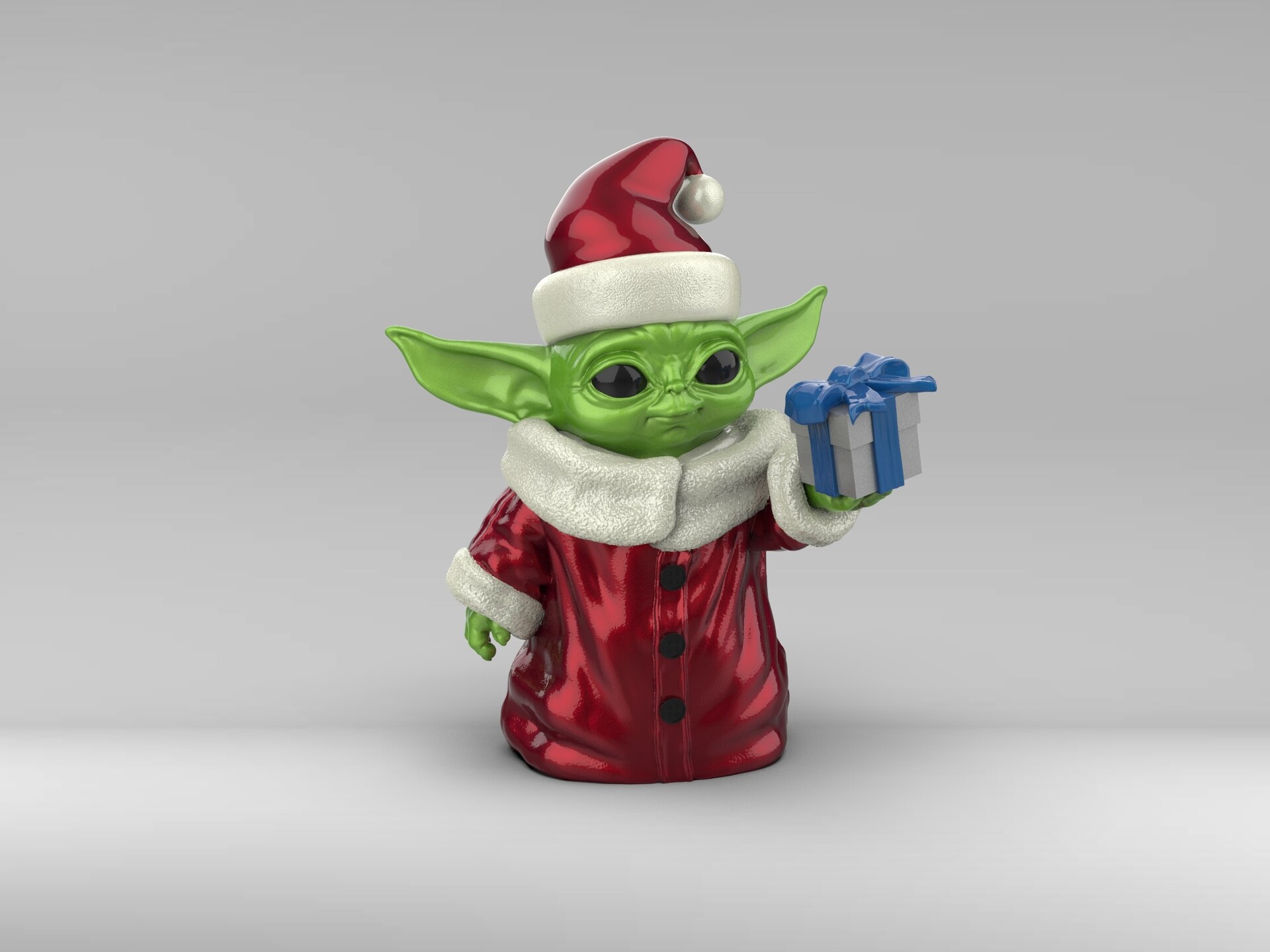 ArtStation - Baby Yoda The Child Grogu Santa Christmas Ornament 3D ...