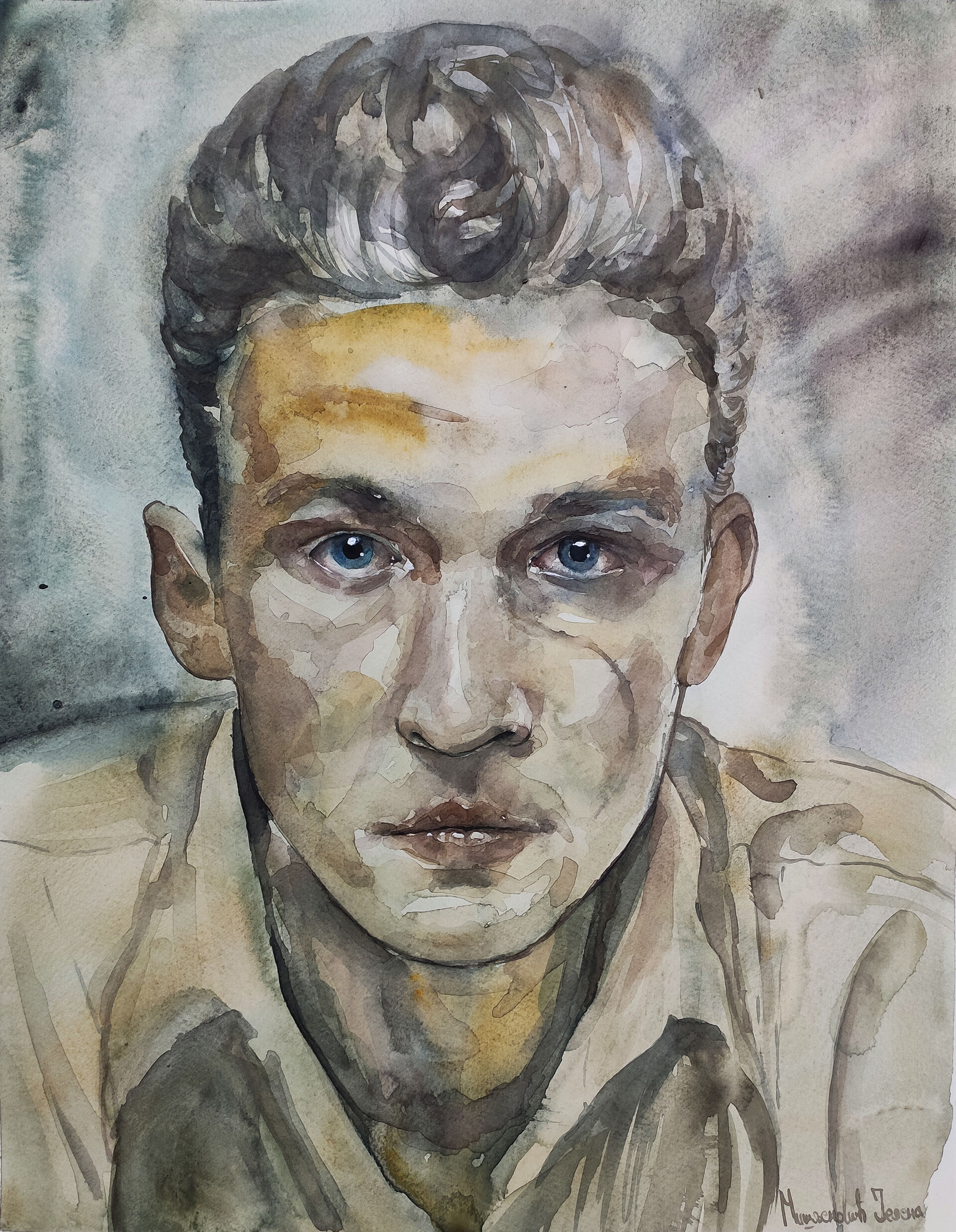 ArtStation - watercolor portrait of Boris Ryzhy