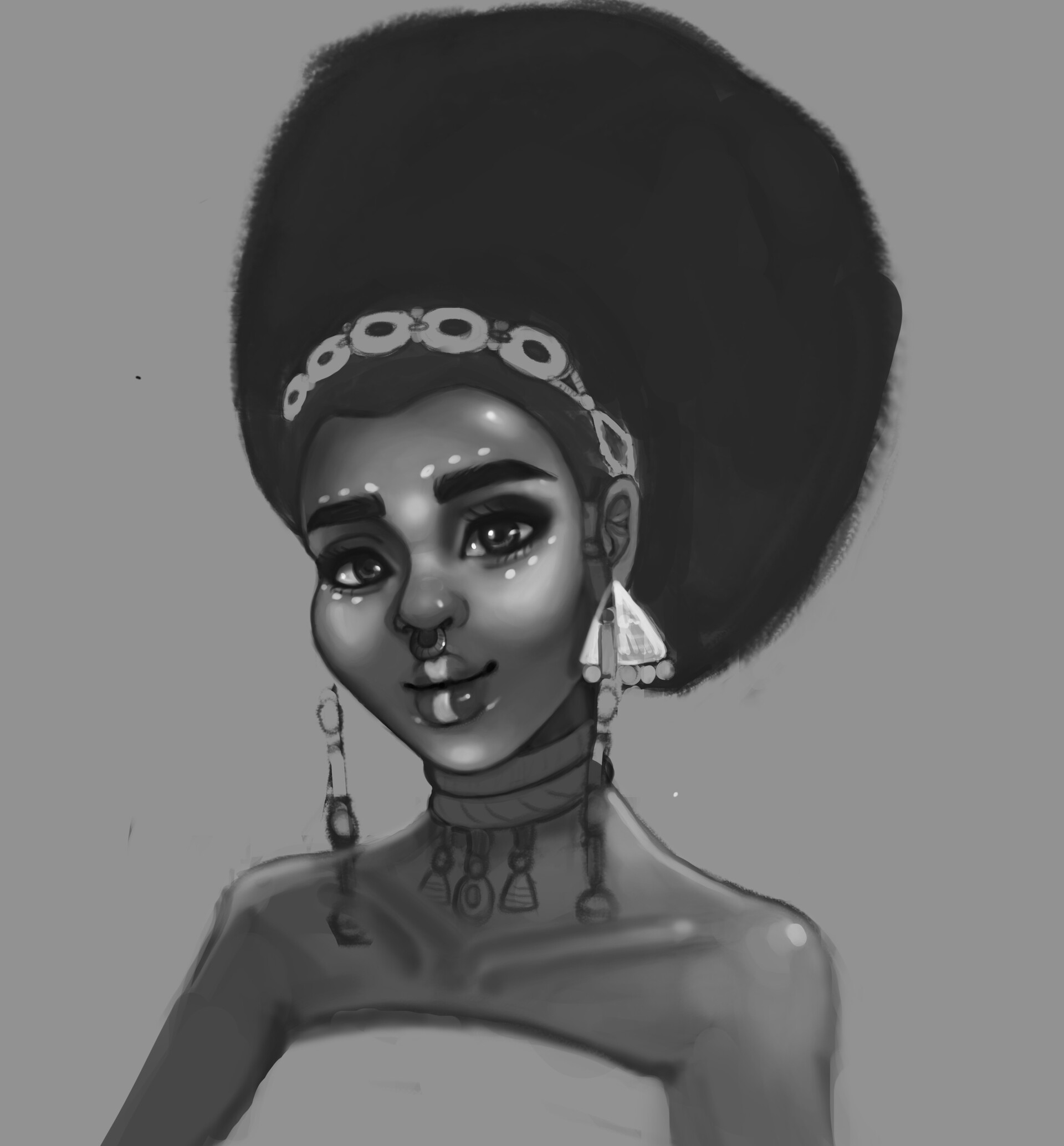 ArtStation - Greyscale girl - practice