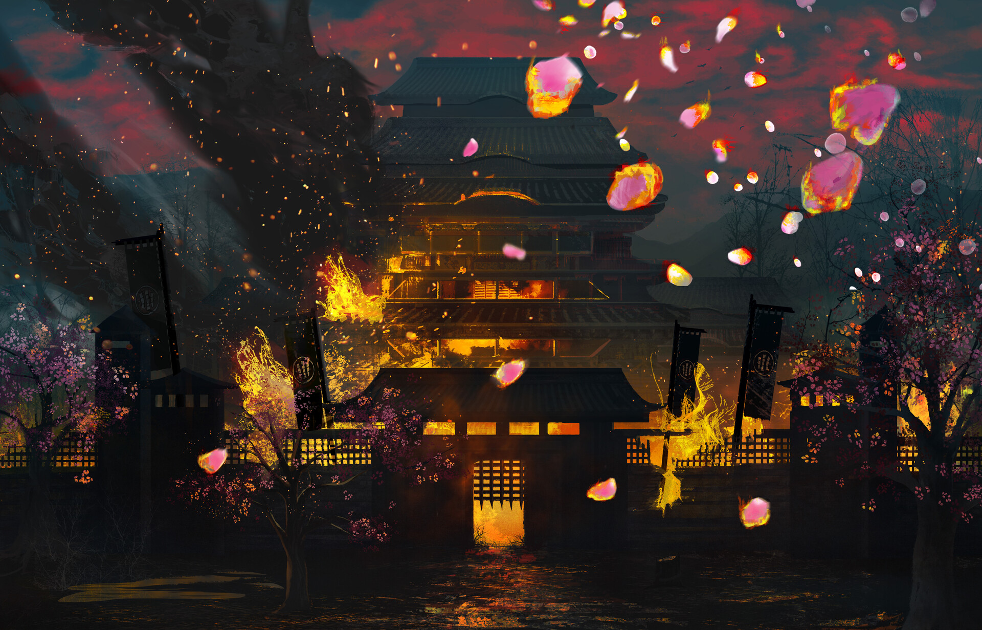 ArtStation - Japanese Fortress Under Attack