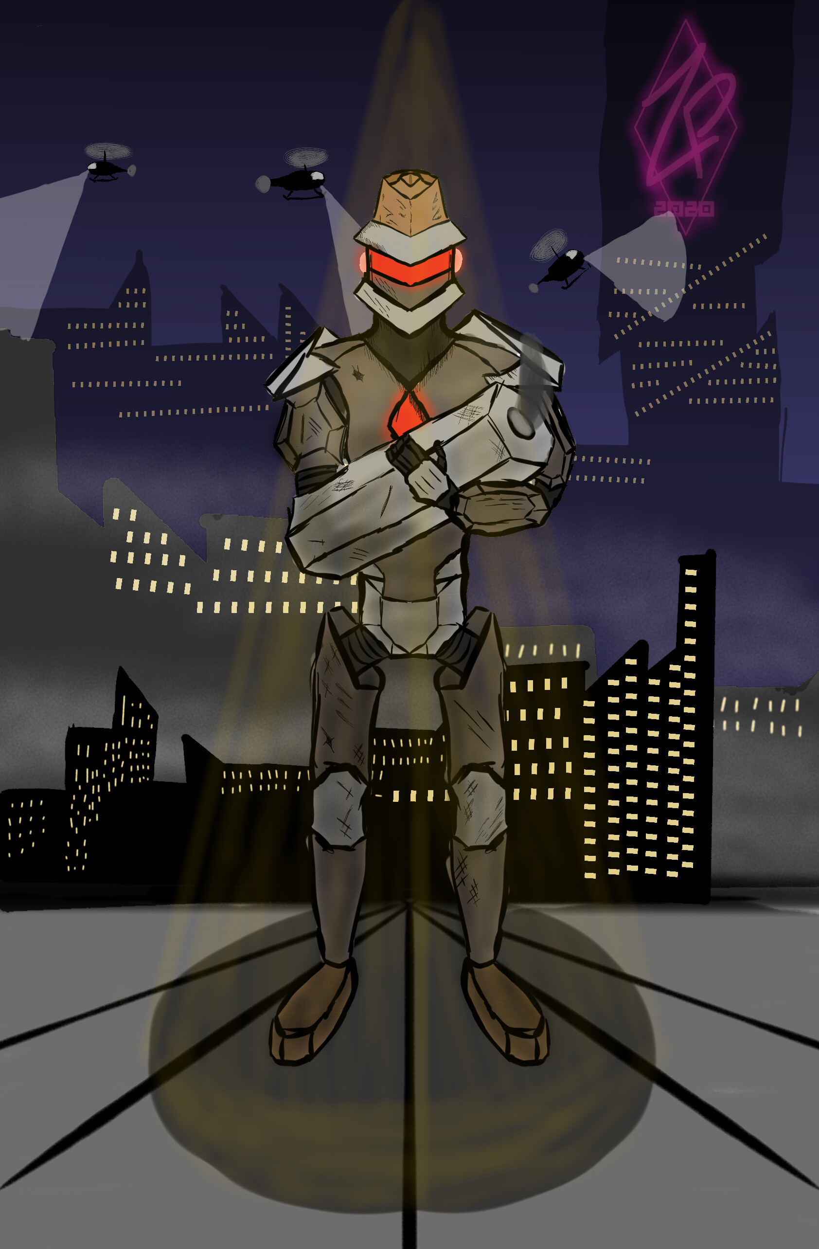 ArtStation - Robot detective in dystopian city