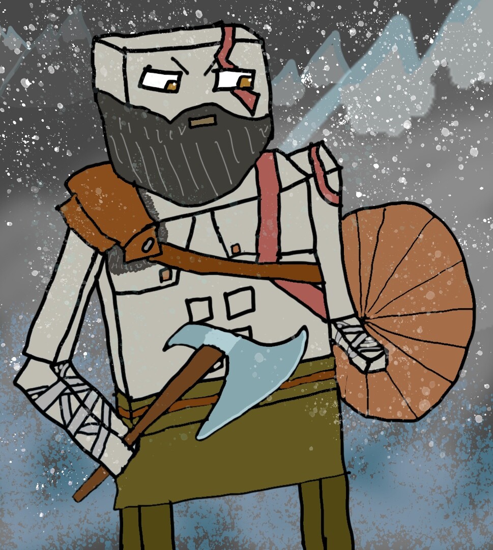 ArtStation - Kratos in minecraft