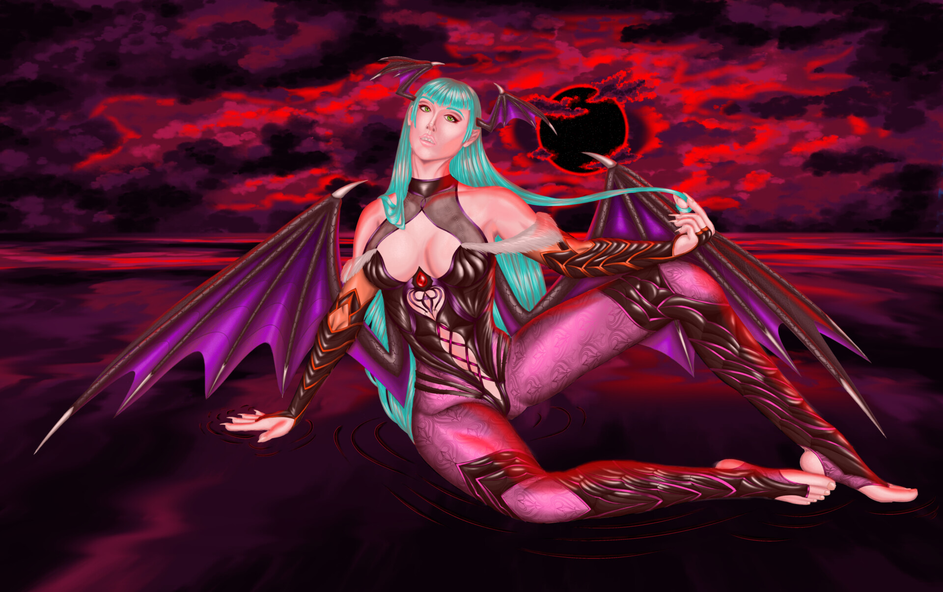 ArtStation - Morrigan Aenslad. Queen of Makai. Darkstalkers Fanart