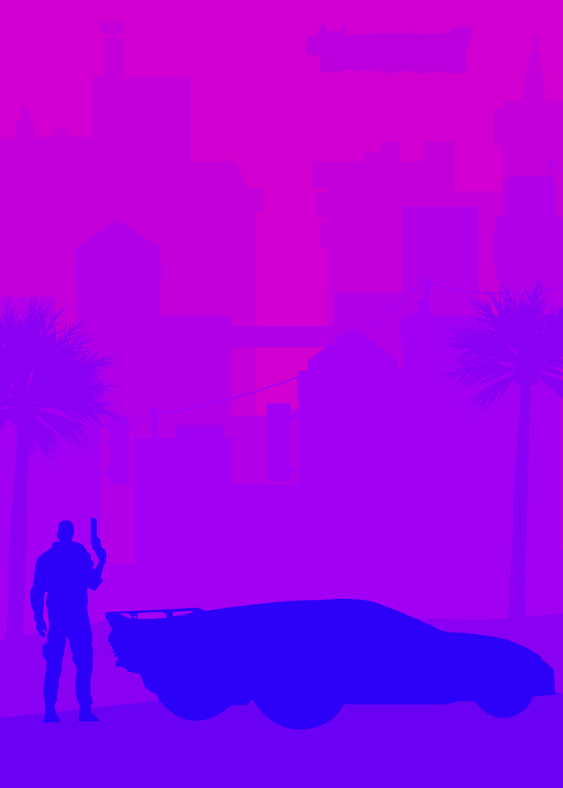 ArtStation - Cyberpunk 2077 - Flat Landscape Illustration