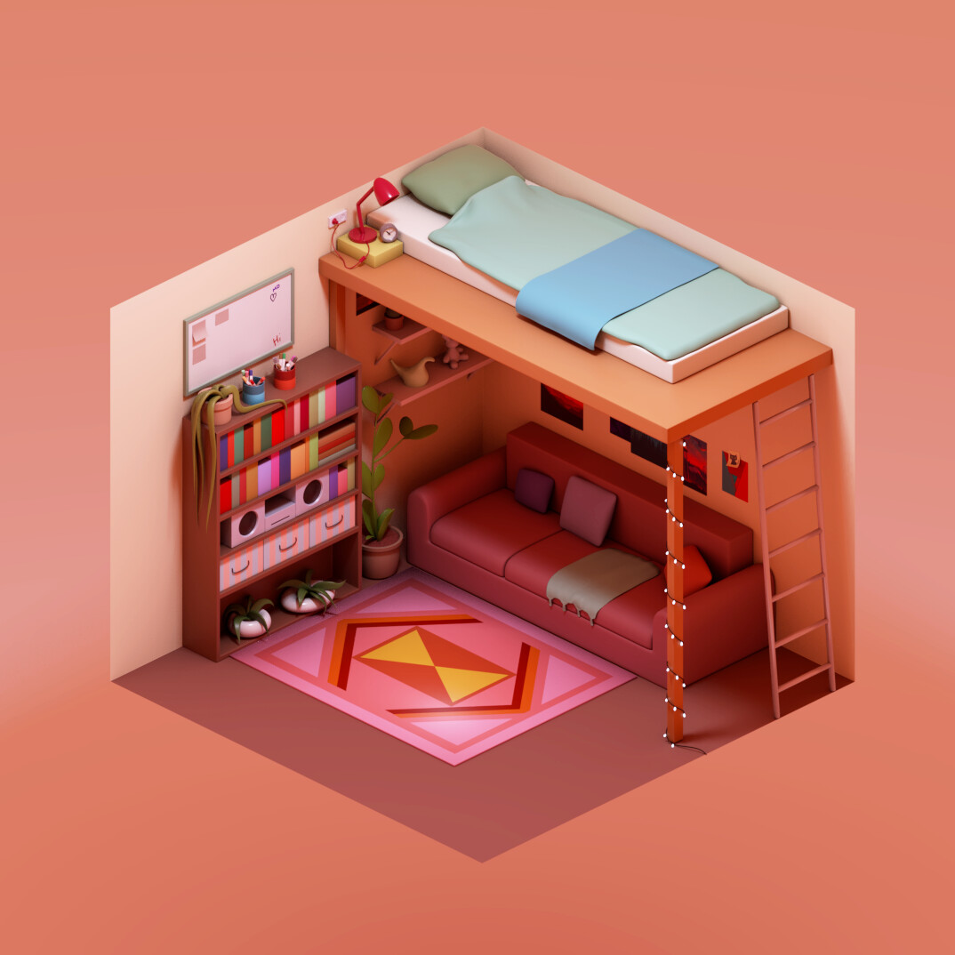 ArtStation - Isometric Bedroom