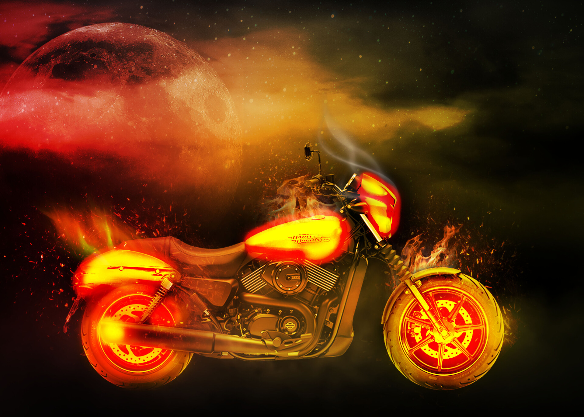Ghost Rider Bike On Fire Wallpapers